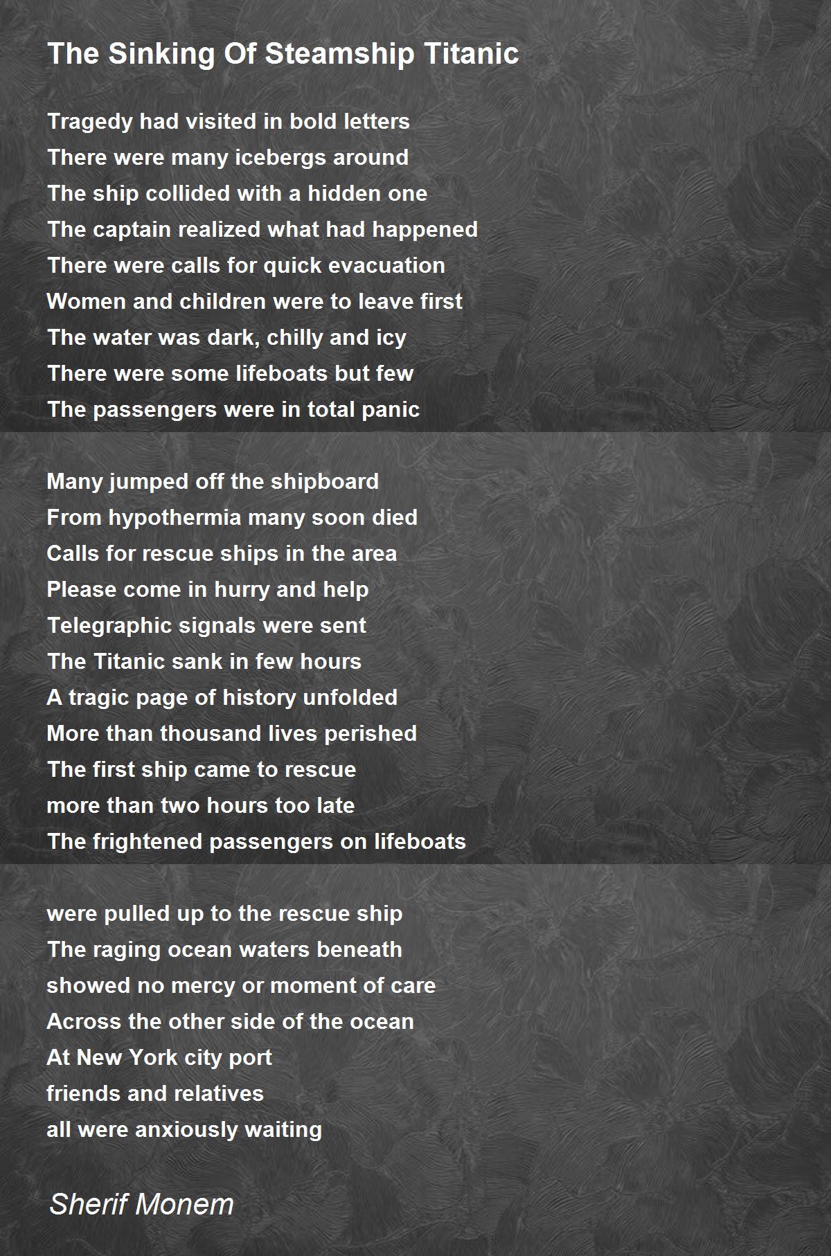 The Sinking Of Steamship Titanic - The Sinking Of Steamship Titanic ...