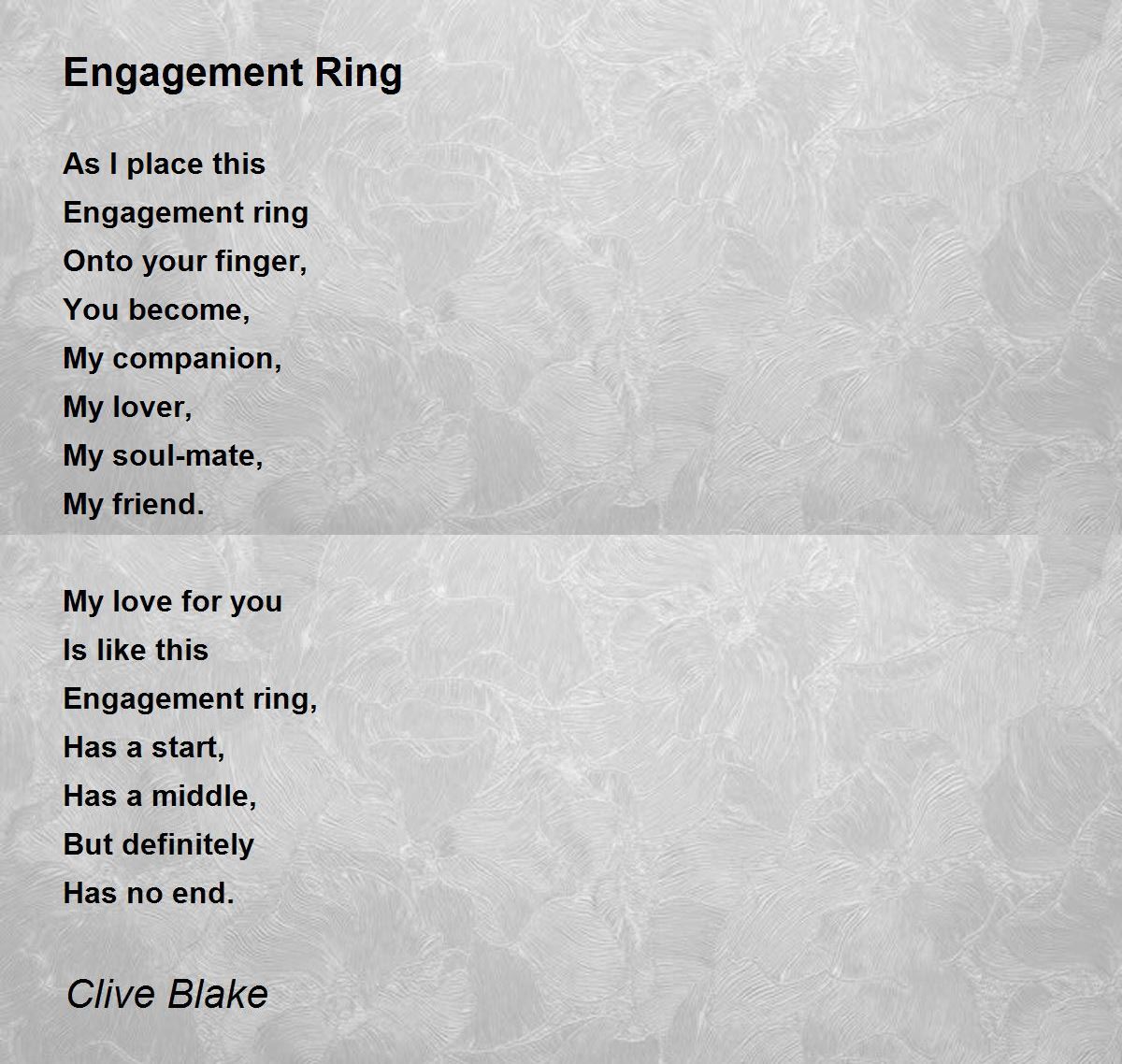 Engagement Ring - Engagement Ring Poem by Clive Blake