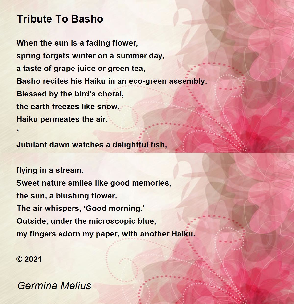 Tribute To Basho - Tribute To Basho Poem by Germina Melius