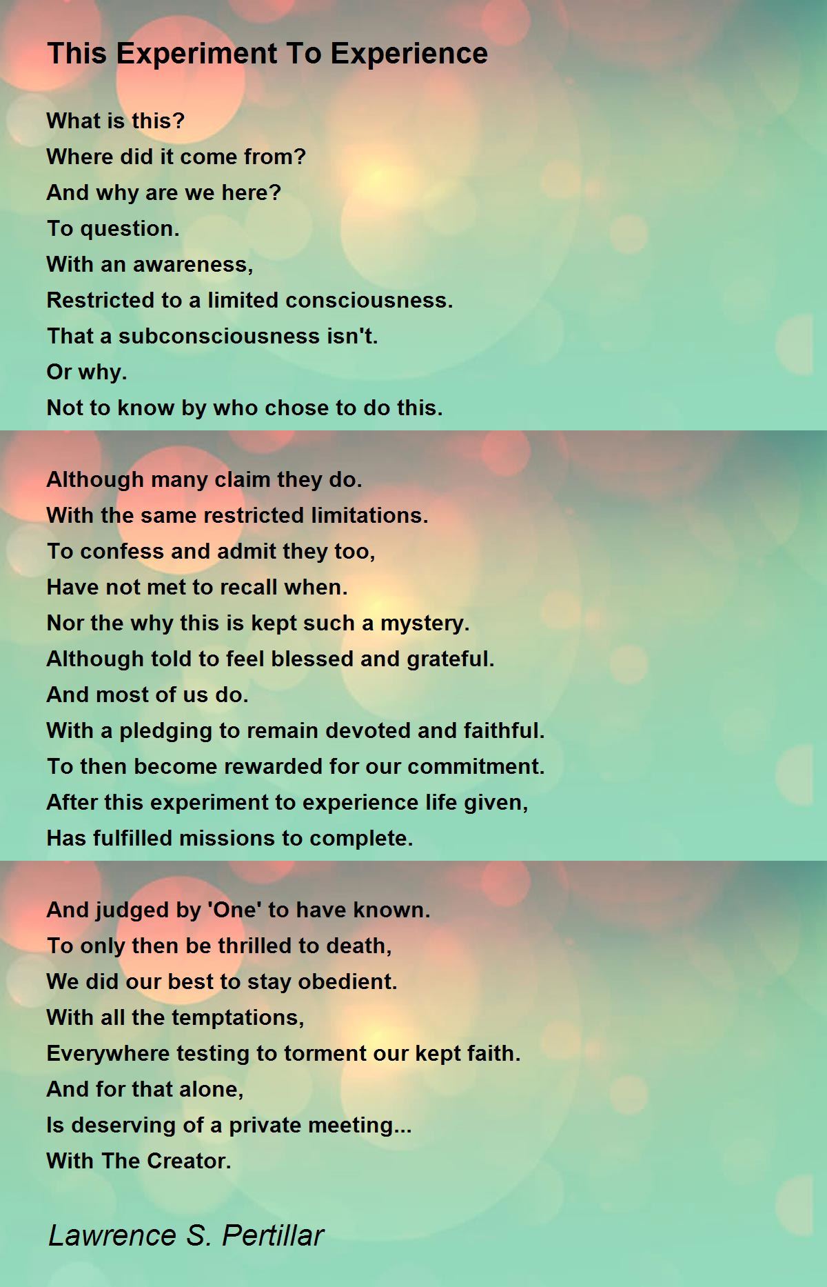 This Experiment To Experience by Lawrence S. Pertillar - This ...