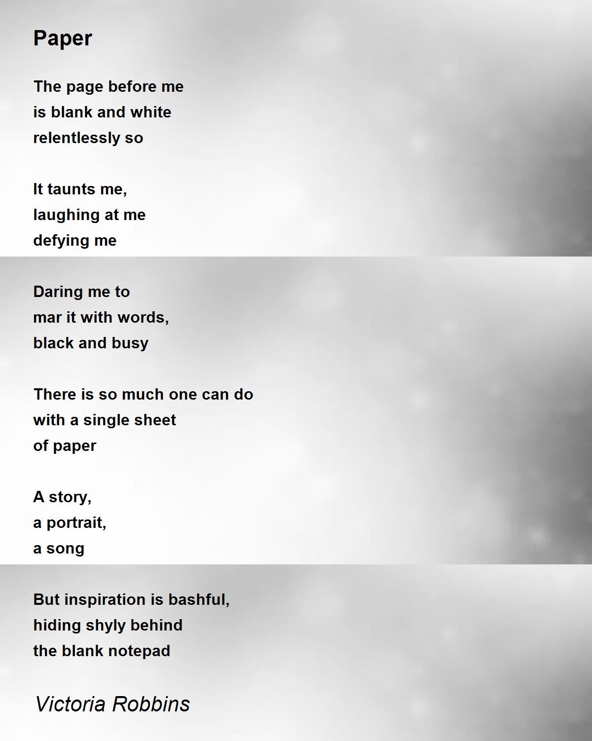 Paper - Paper Poem by Victoria Robbins