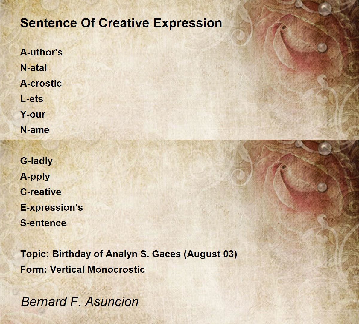 Sentence Of Creative Expression - Sentence Of Creative Expression Poem ...