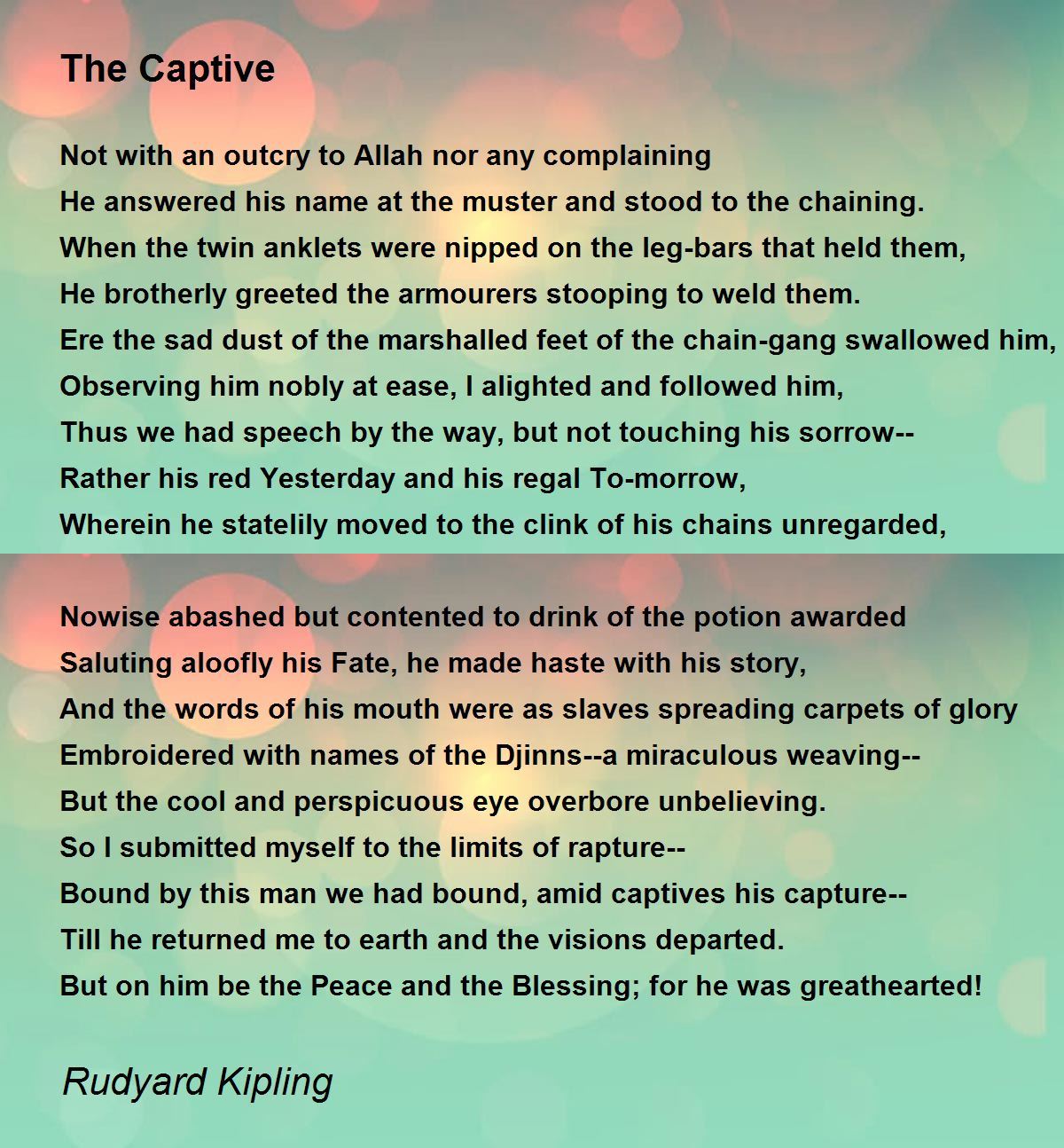 The Captive Poem by Rudyard Kipling - Poem Hunter