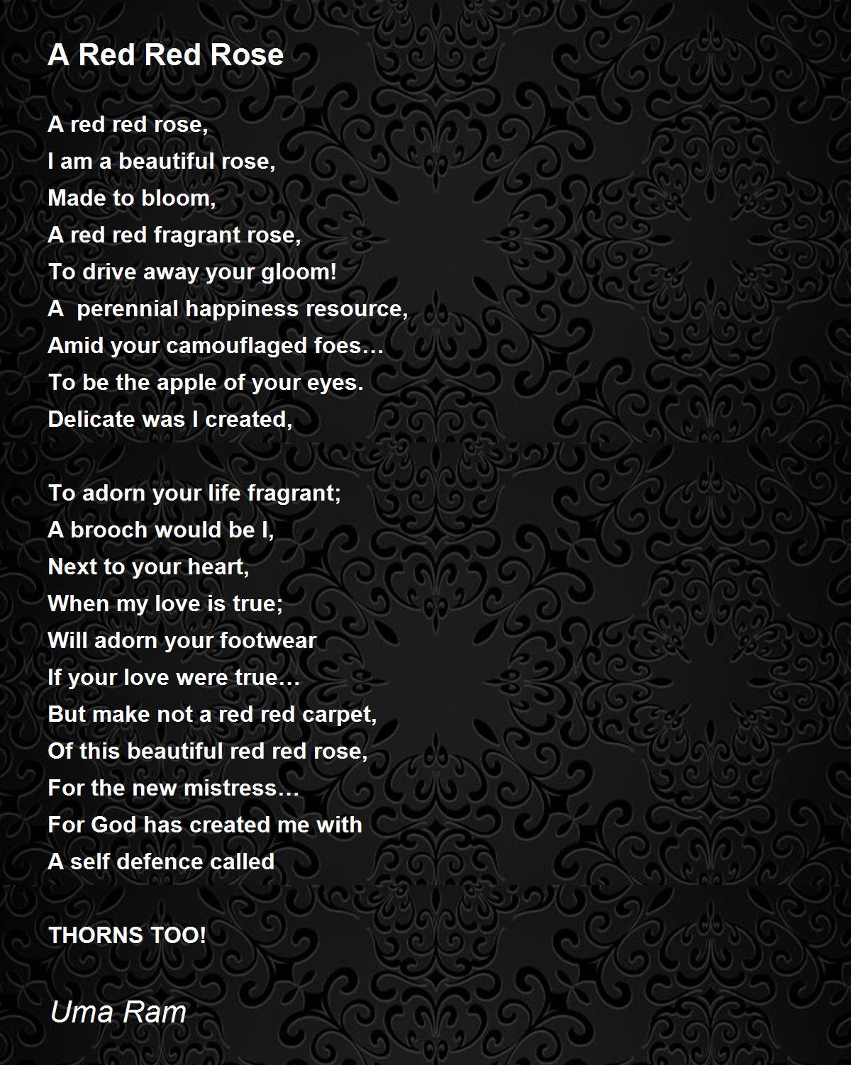 A Red Red Rose by Uma Ram - A Red Red Rose Poem