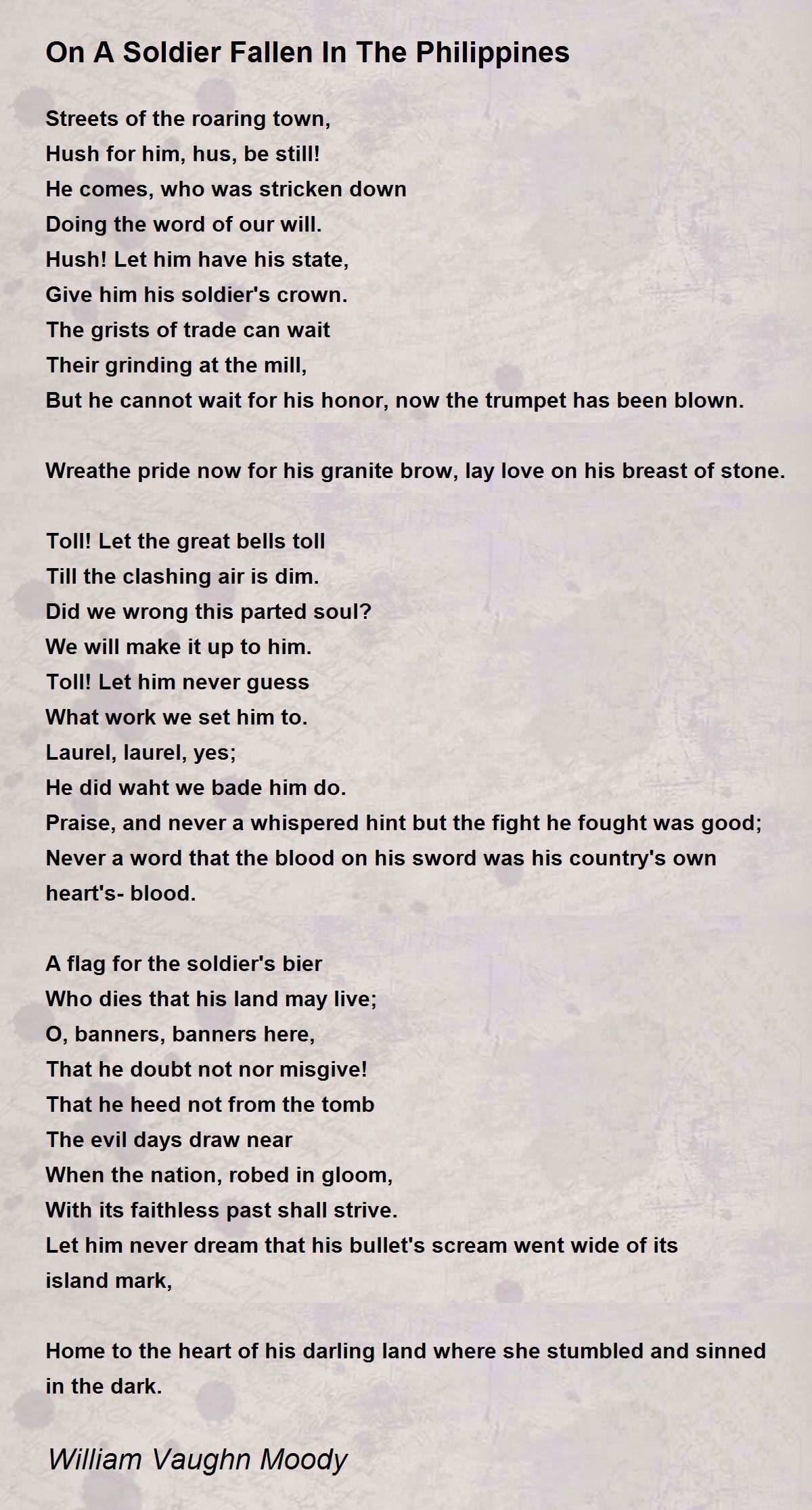 On A Soldier Fallen In The Philippines Poem by William Vaughn Moody ...