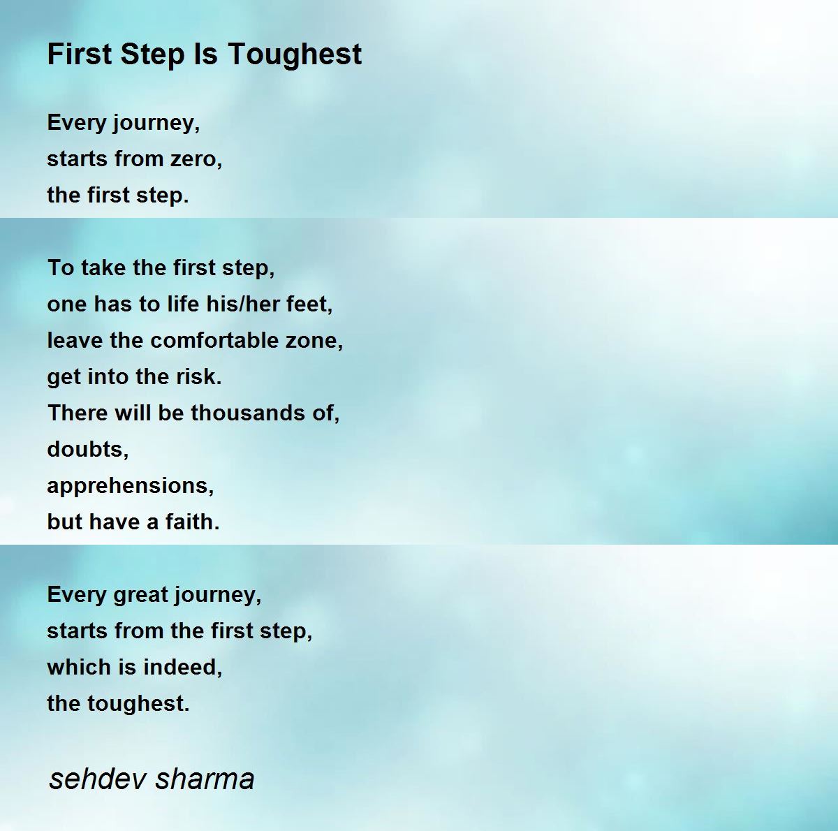 First Step Is Toughest Poem by sehdev sharma - Poem Hunter