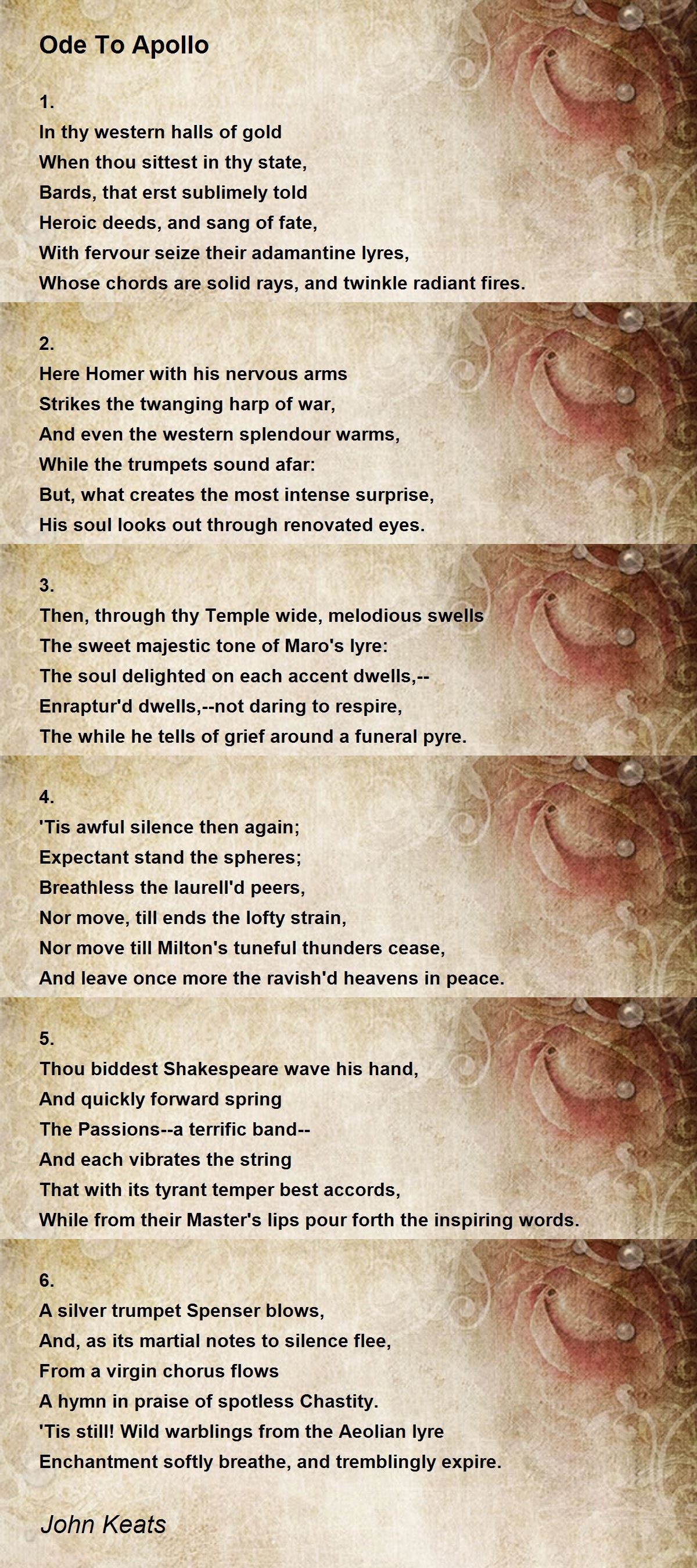 Ode To Apollo Poem by John Keats - Poem Hunter