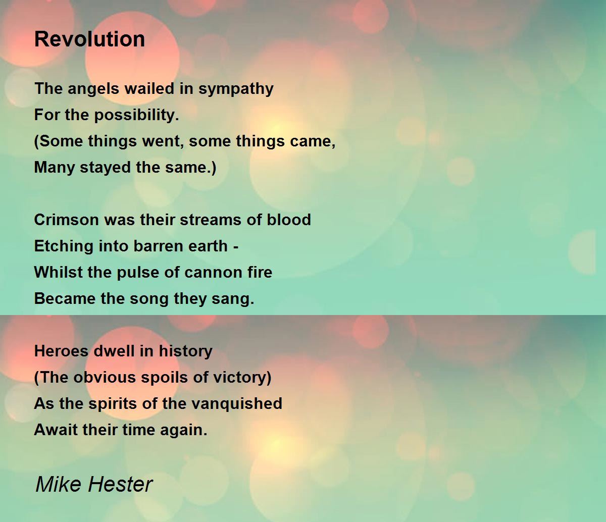 Revolution - Revolution Poem by Mike Hester