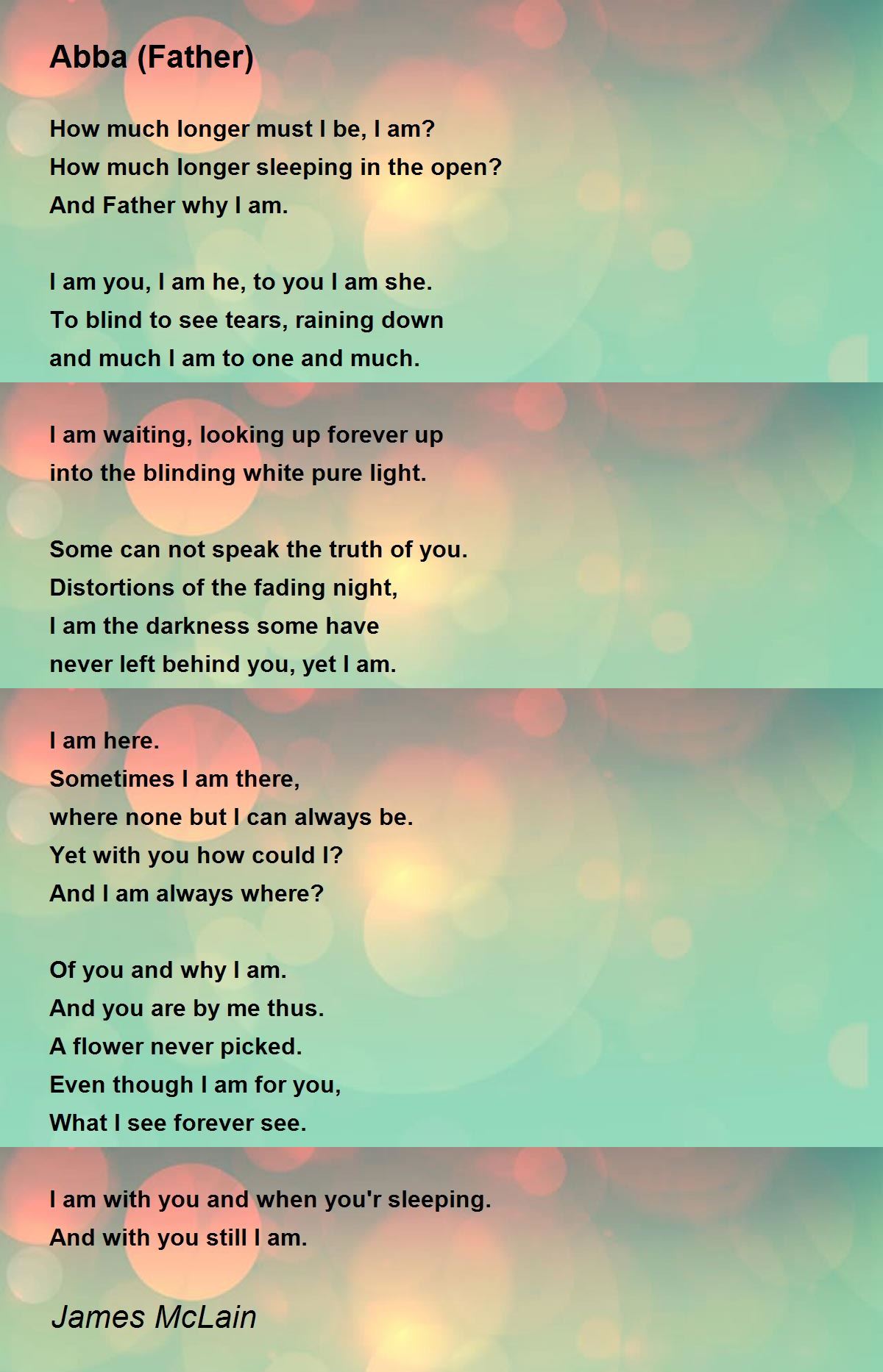 Abba (Father) - Abba (Father) Poem by James McLain