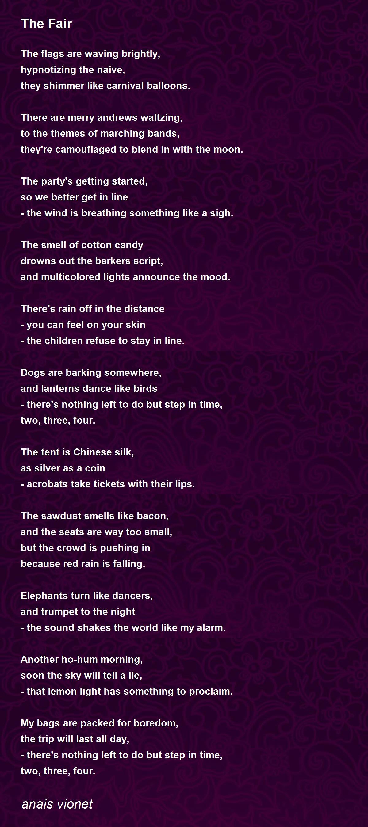 The Fair Poem by anais vionet - Poem Hunter