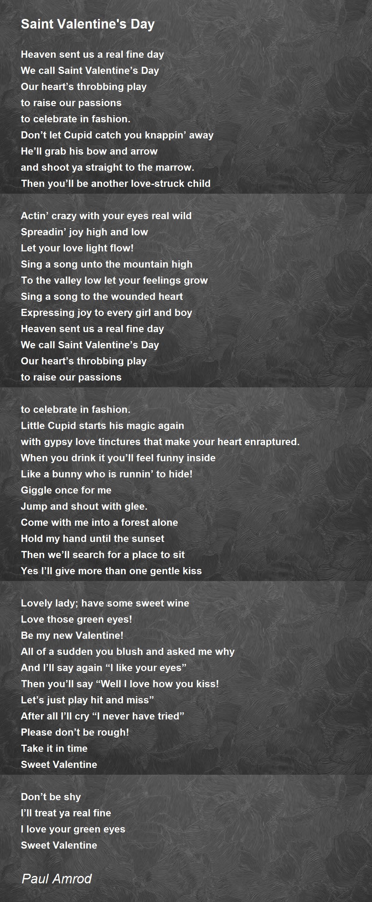 St Valentines Day Poems SAINT VALENTINES DAY