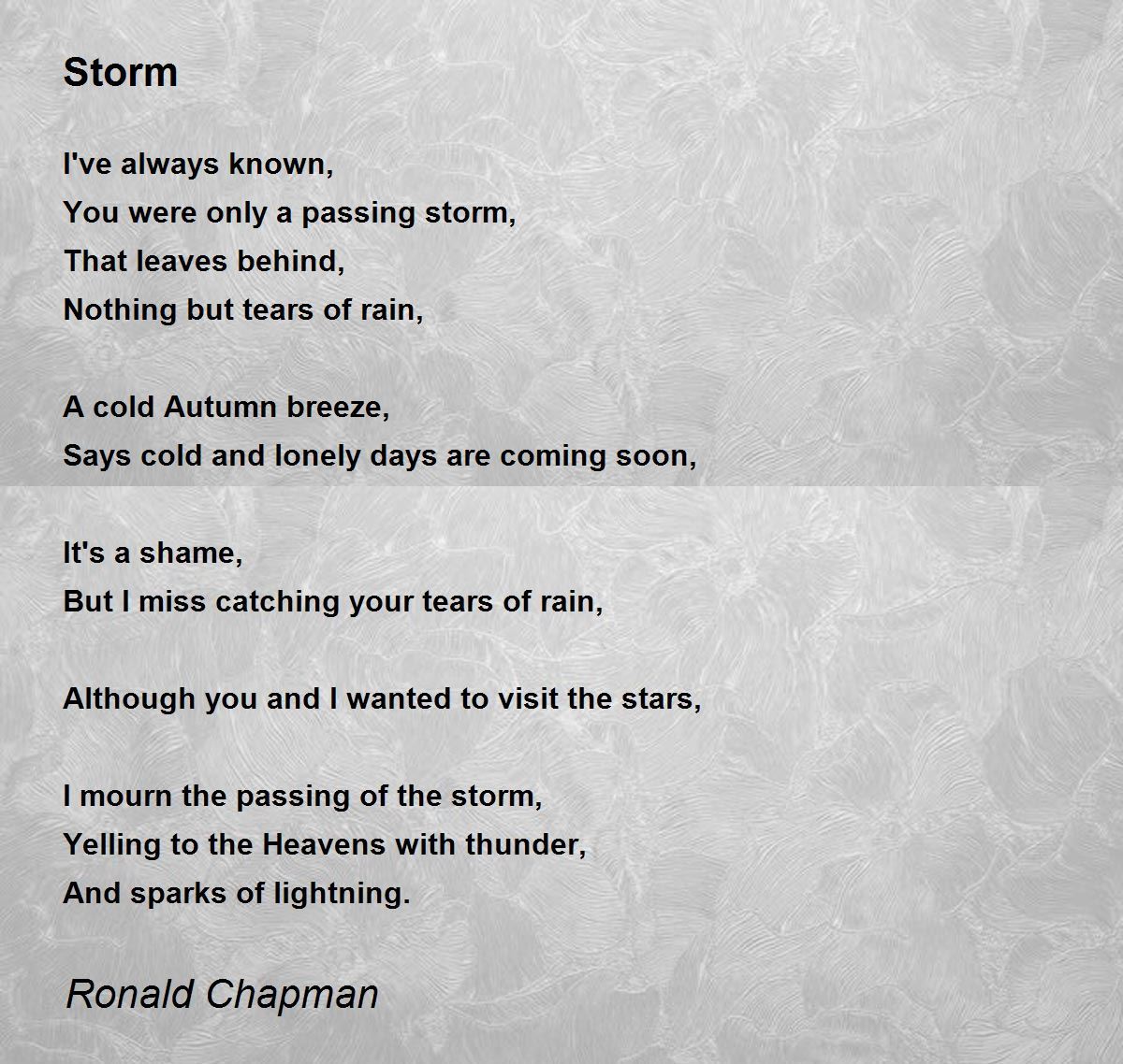 Storm Poem by Ronald Chapman - Poem Hunter