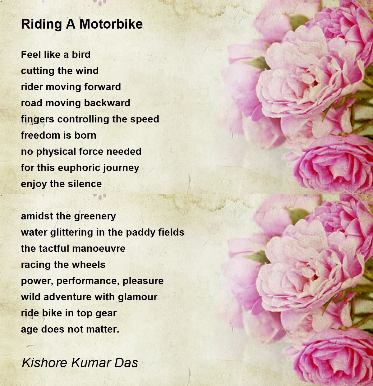 Riding A Motorbike - Riding A Motorbike Poem by Kishore Kumar Das