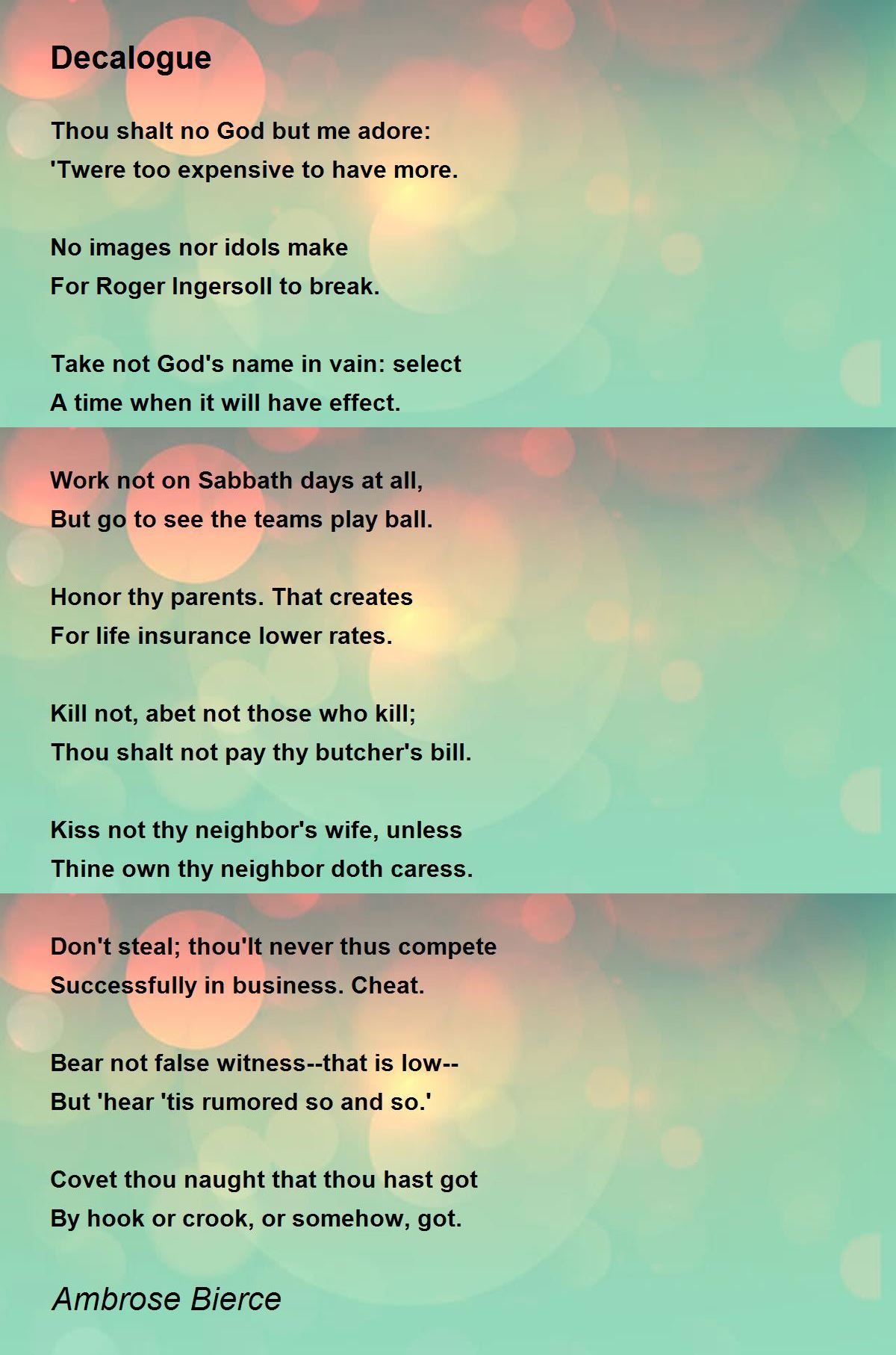 Montefiore poem – Ambrose Bierce poems | Poems and Poetry – The Poetry ...