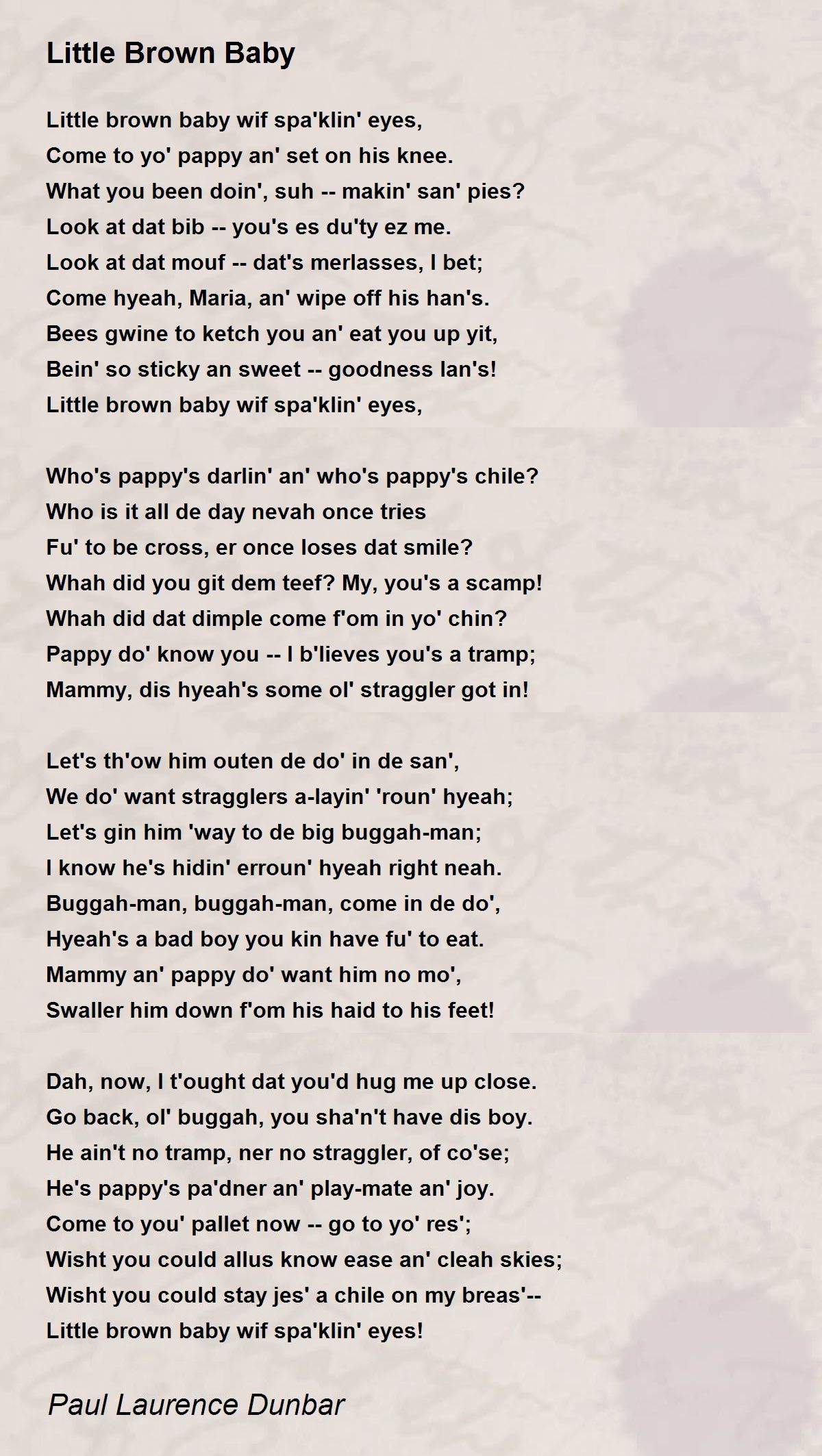 Little Brown Boy Poem at Indiana Seery blog