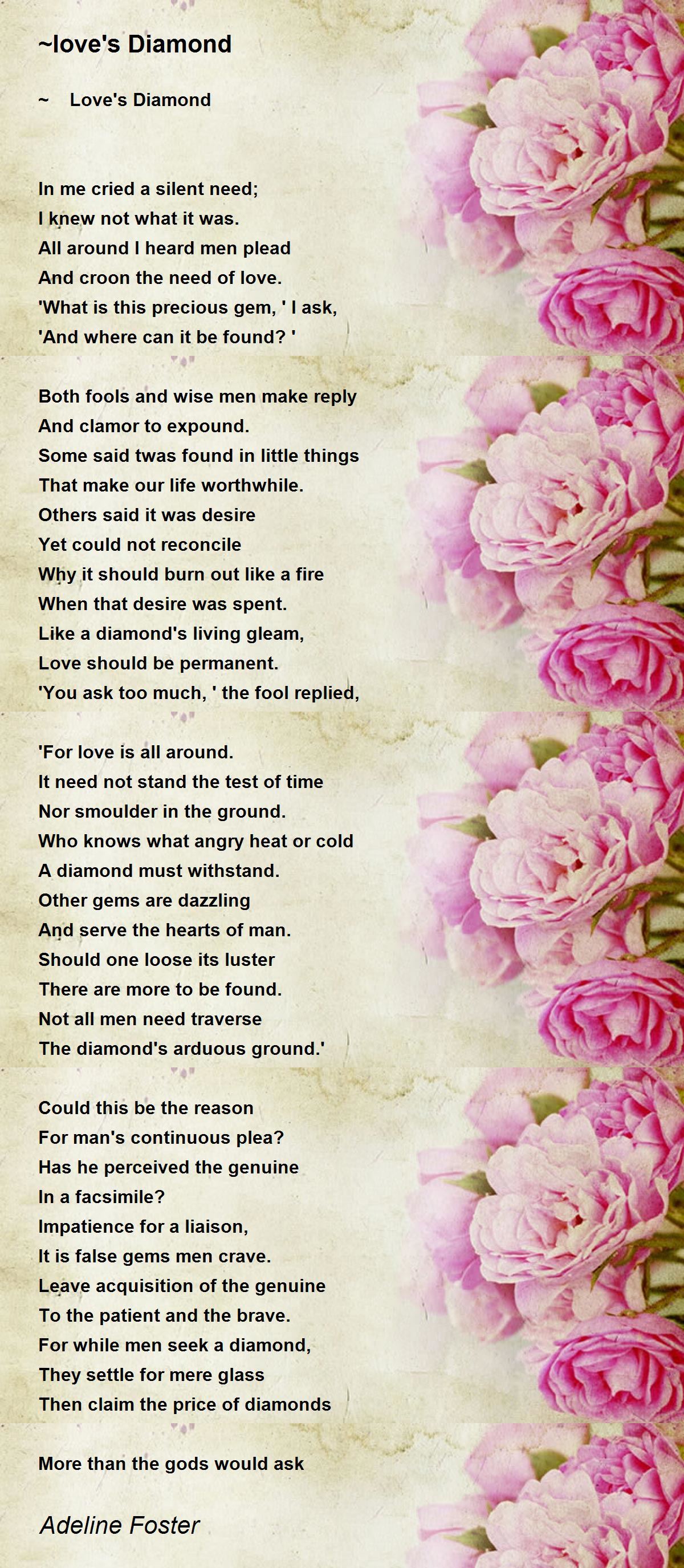 ~love's Diamond Poem by Adeline Foster - Poem Hunter
