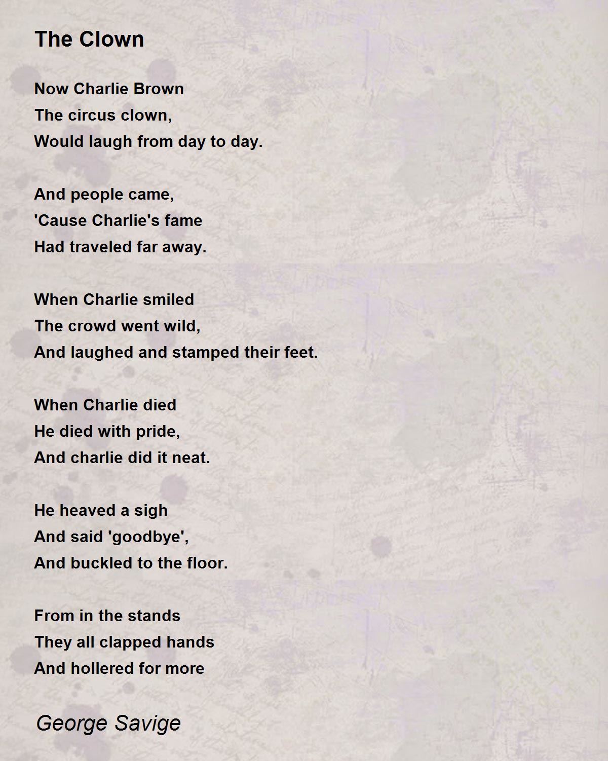 The Clown Poem by George Savige - Poem Hunter