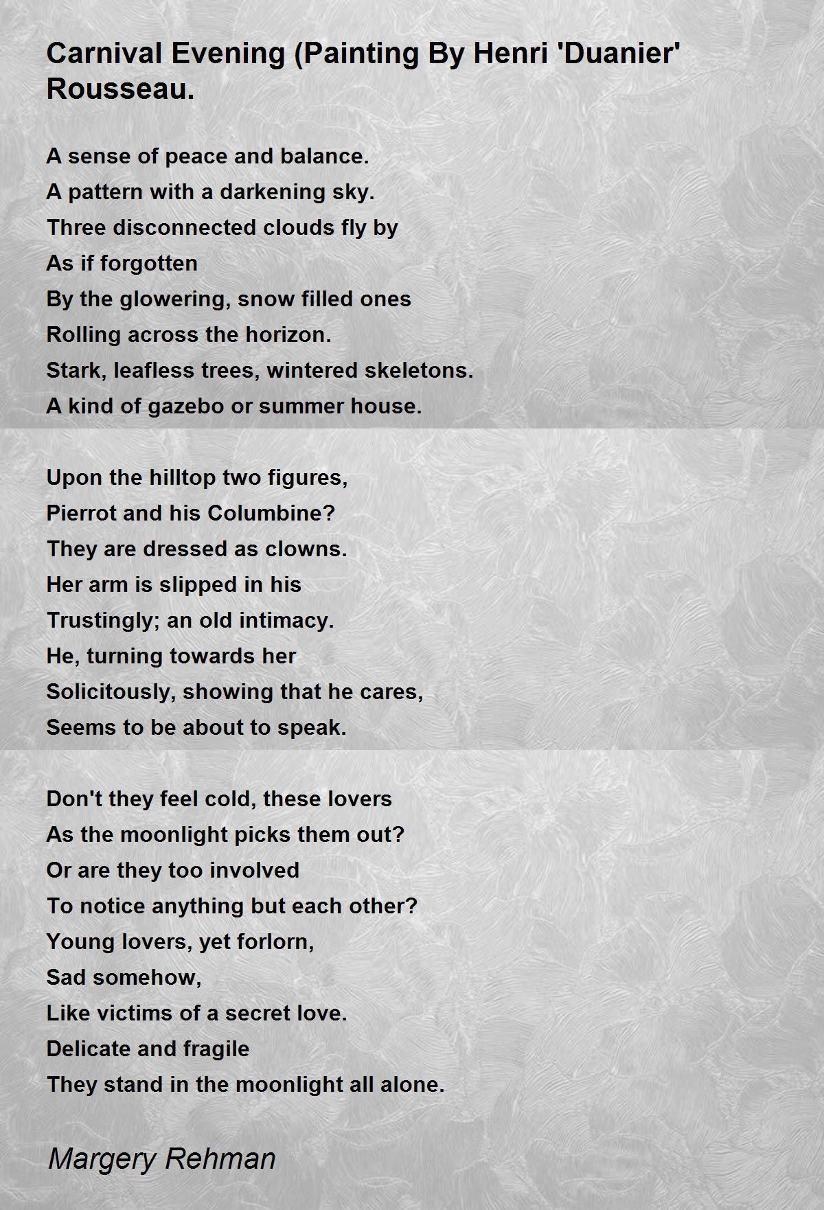 Carnival Evening (Painting By Henri 'Duanier' Rousseau. Poem by Margery ...