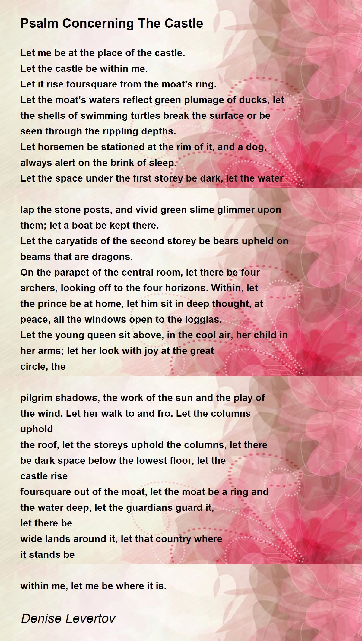 Psalm Concerning The Castle Poem by Denise Levertov - Poem Hunter