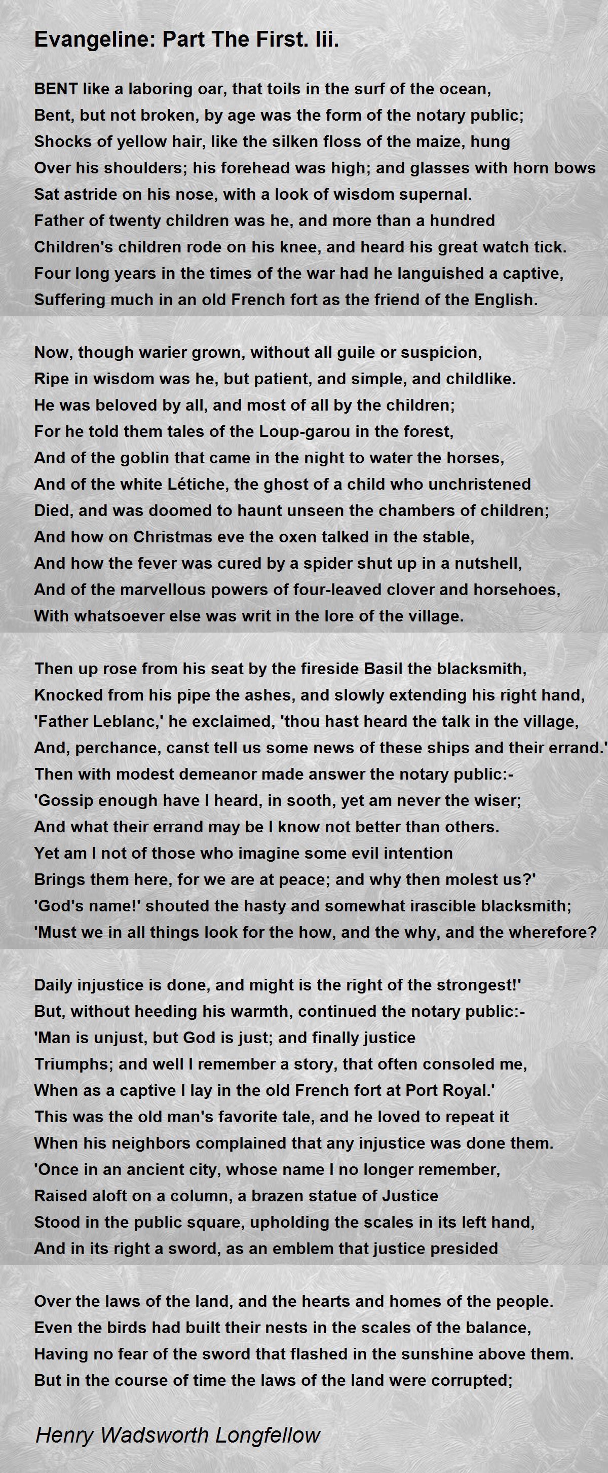 Evangeline: Part The First. Iii. Poem by Henry Wadsworth Longfellow ...