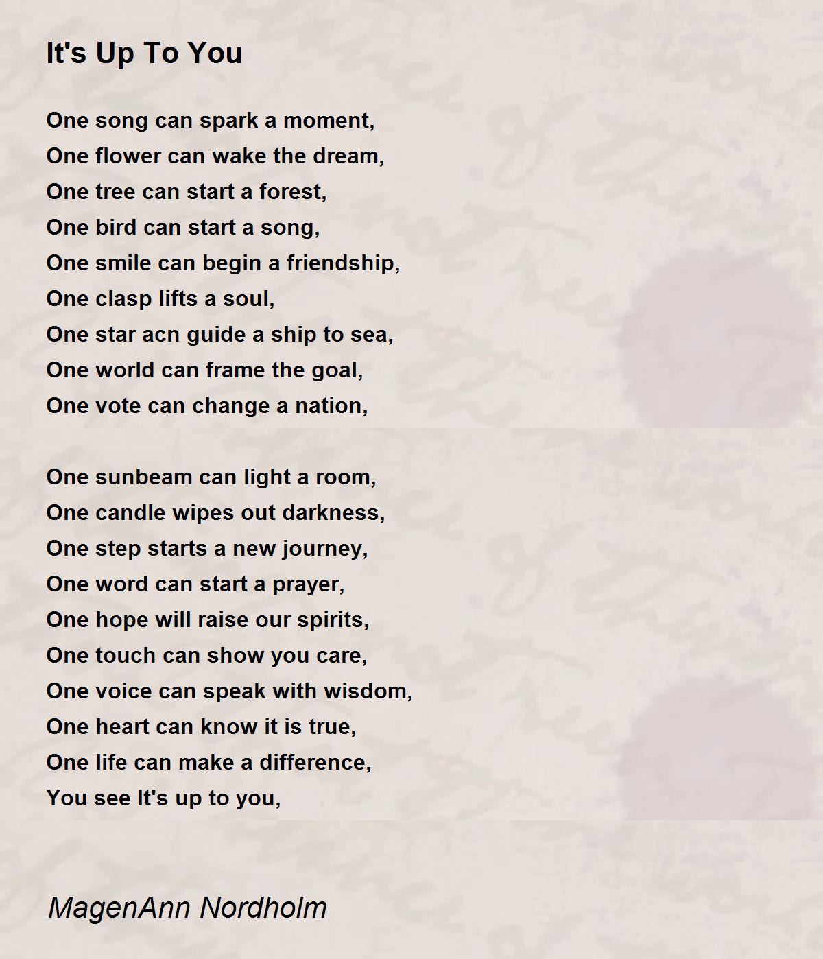 It's Up To You - It's Up To You Poem by MagenAnn Nordholm