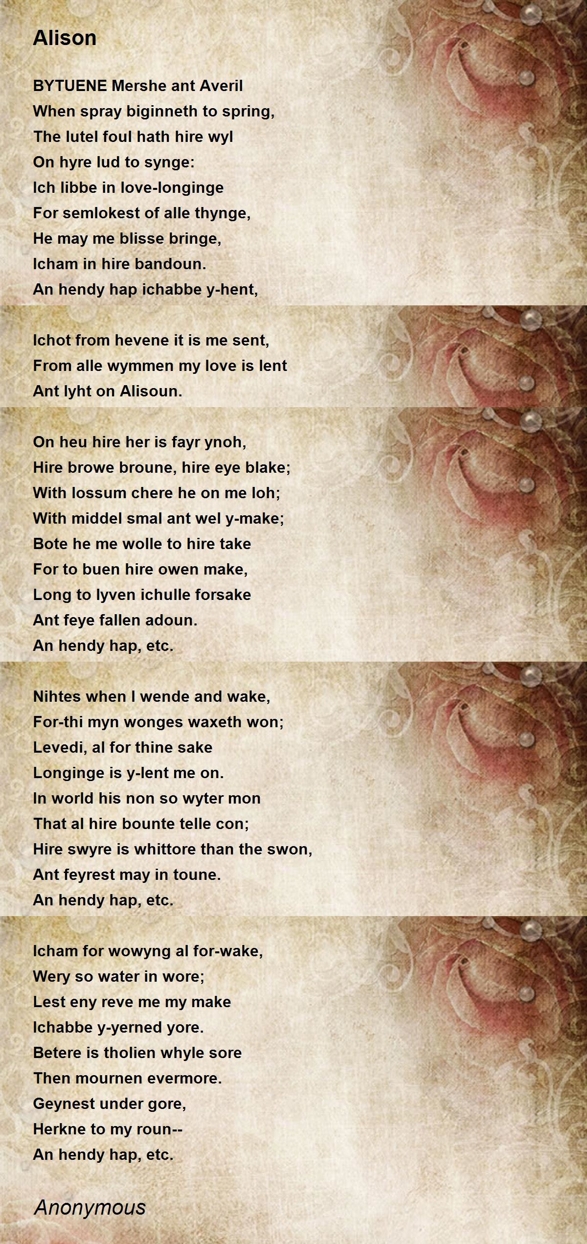 Alison Poem by Anonymous - Poem Hunter