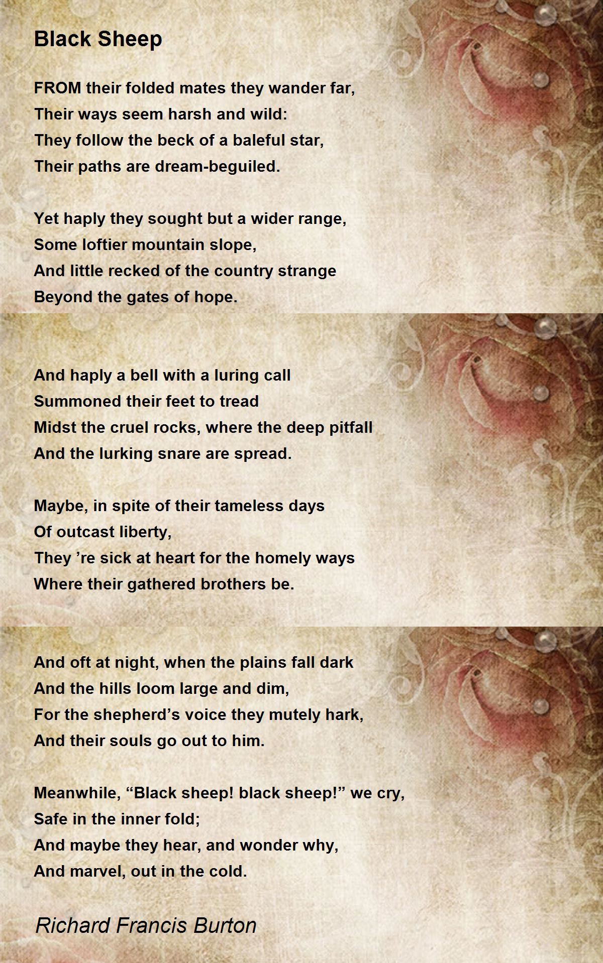 Black Sheep Poem by Richard Francis Burton - Poem Hunter