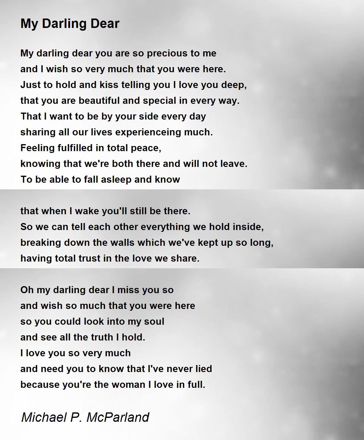 My Darling Dear - My Darling Dear Poem by Michael P. McParland