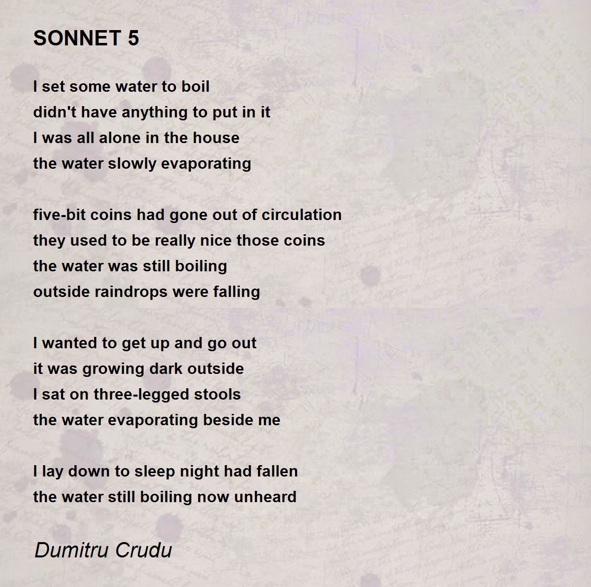SONNET 5 - SONNET 5 Poem by Dumitru Crudu