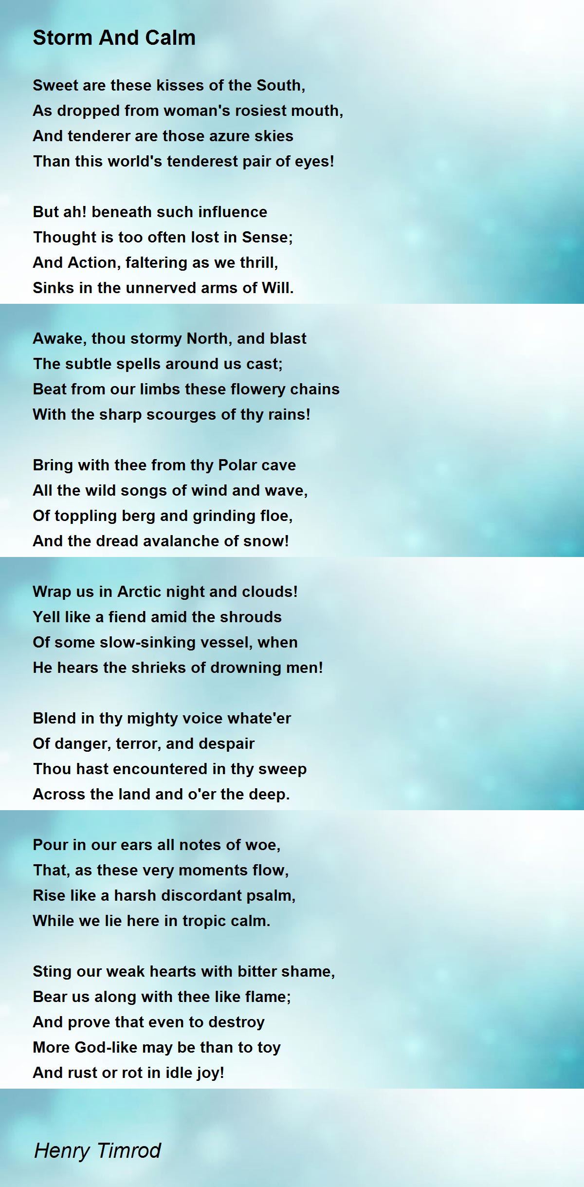 Storm And Calm Poem by Henry Timrod - Poem Hunter