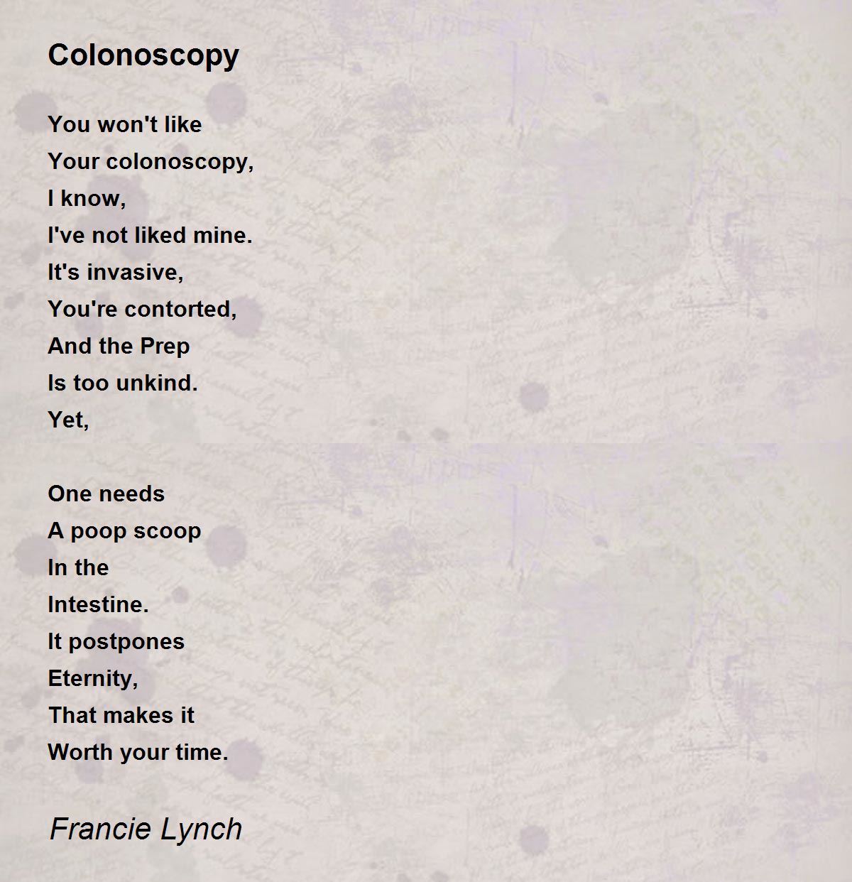 Funny colonoscopy poem