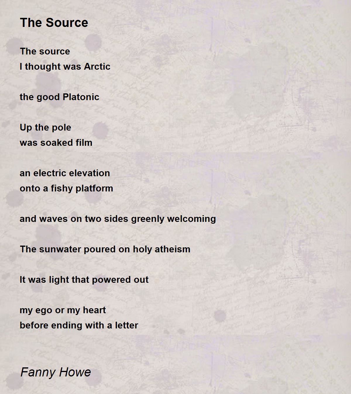 The Source Poem by Fanny Howe - Poem Hunter