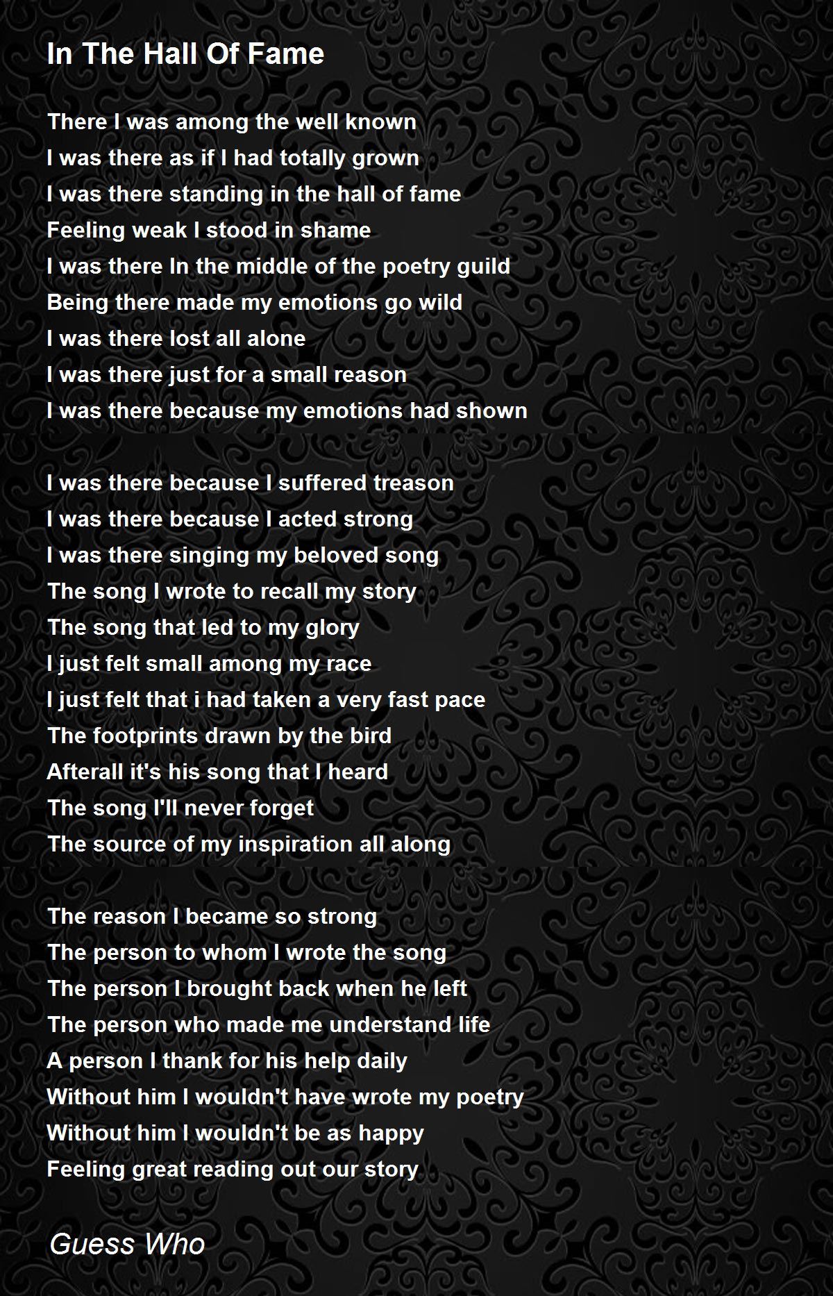 In The Hall Of Fame - In The Hall Of Fame Poem by Guess Who