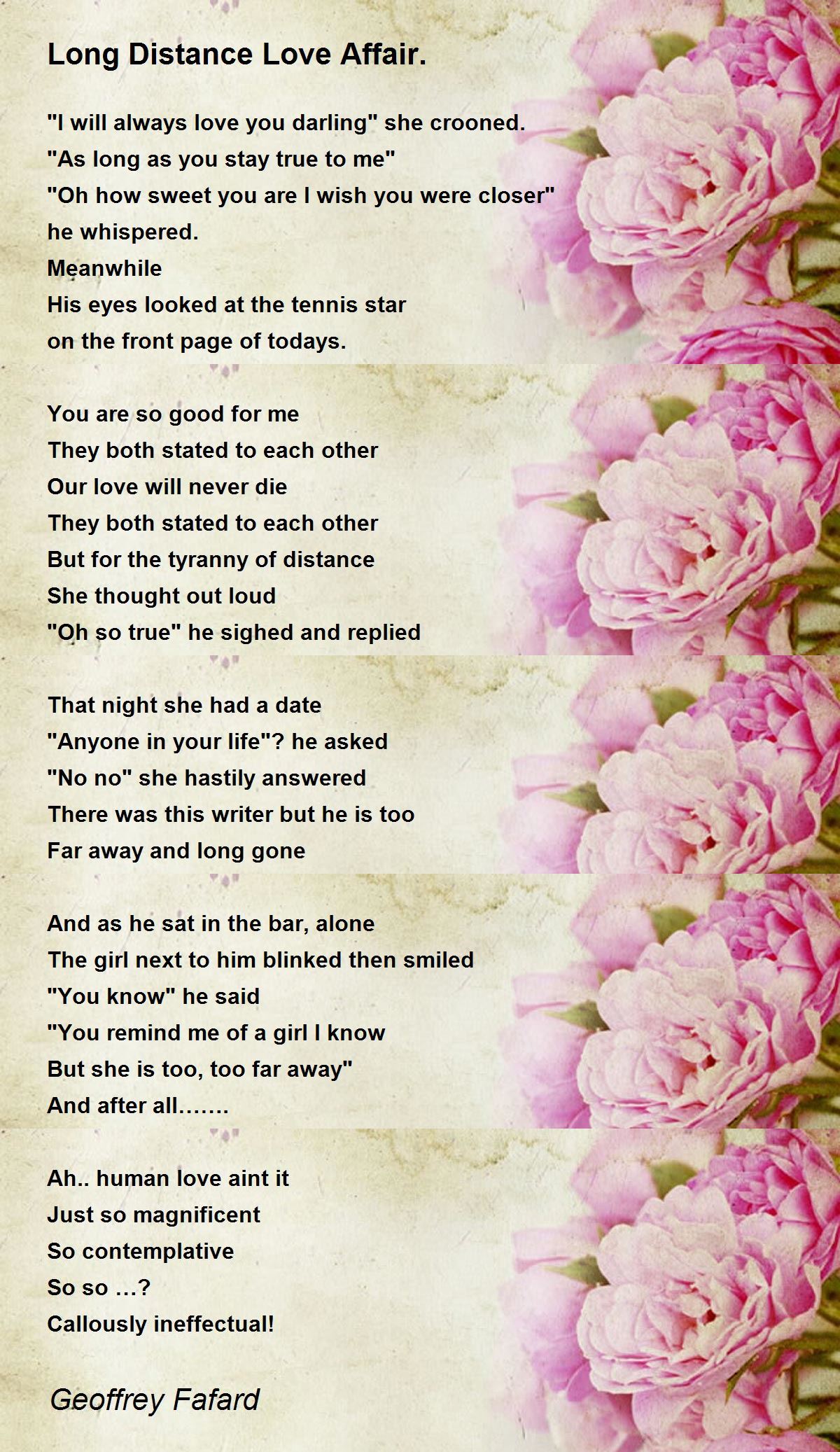 Long Distance Love Affair By Geoffrey Fafard Long Distance Love