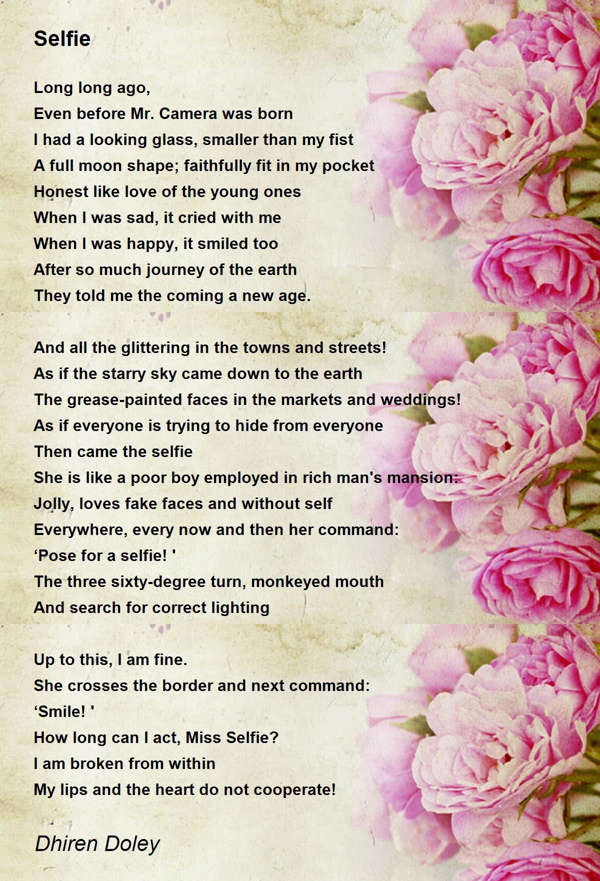 Selfie - Selfie Poem by Dhiren Doley