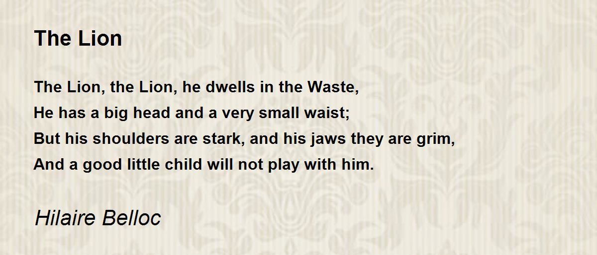 Rhyming Poems About Lions