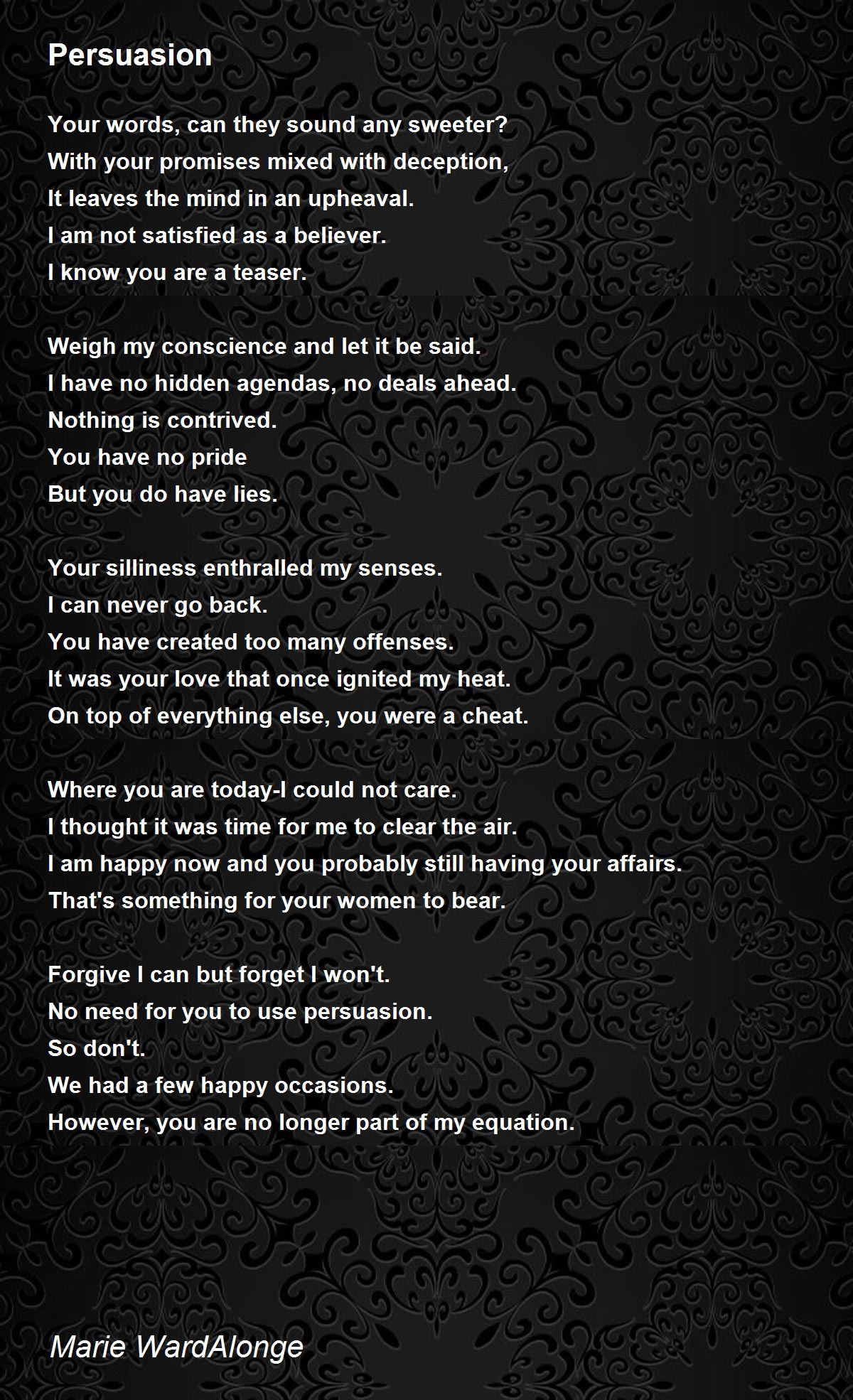 Persuasion by Marie WardAlonge - Persuasion Poem