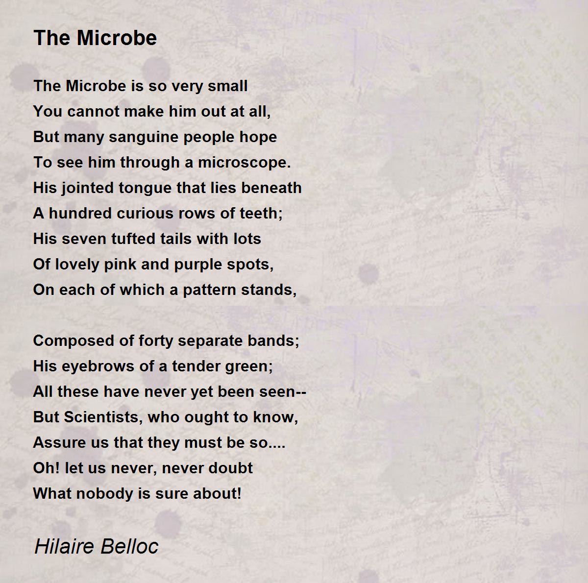 The Microbe Poem by Hilaire Belloc - Poem Hunter