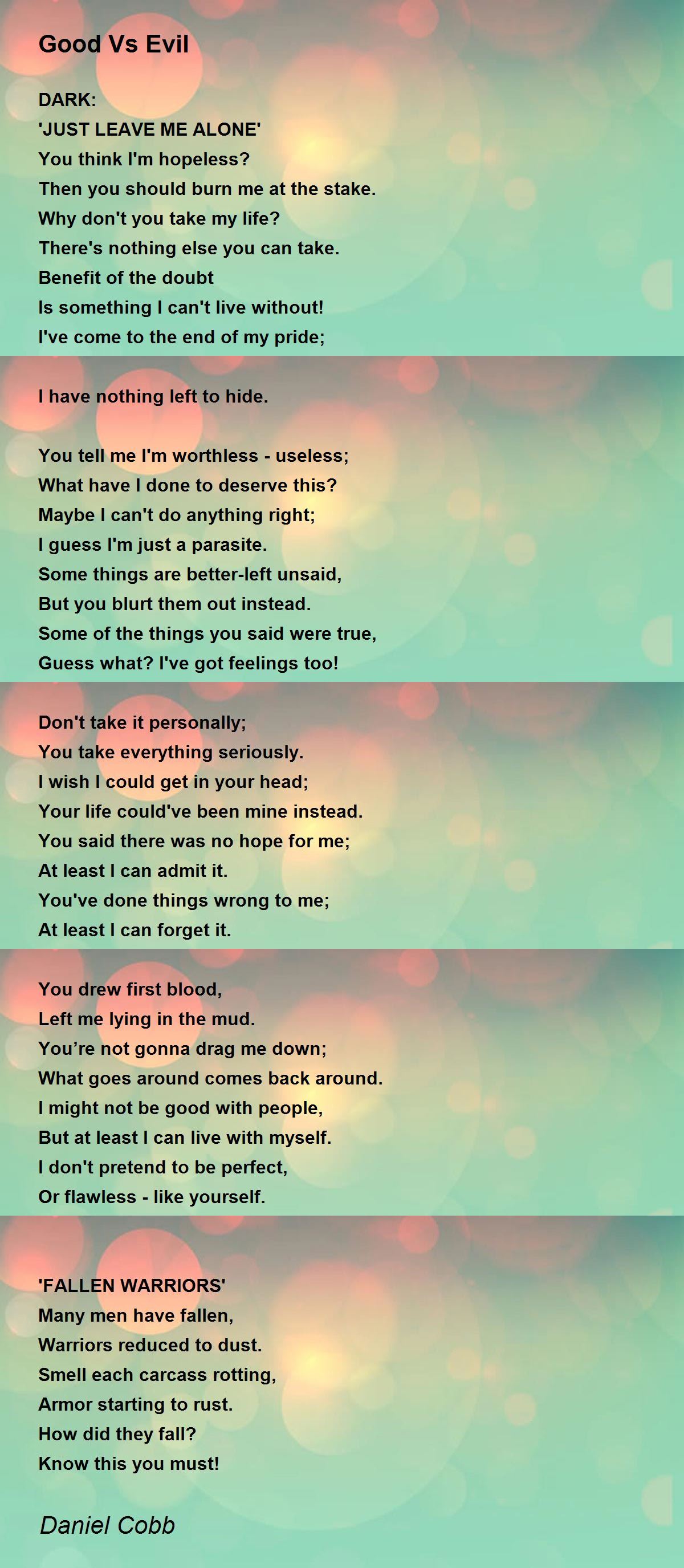 Famous Good Vs Evil Poems | Sitedoct.org