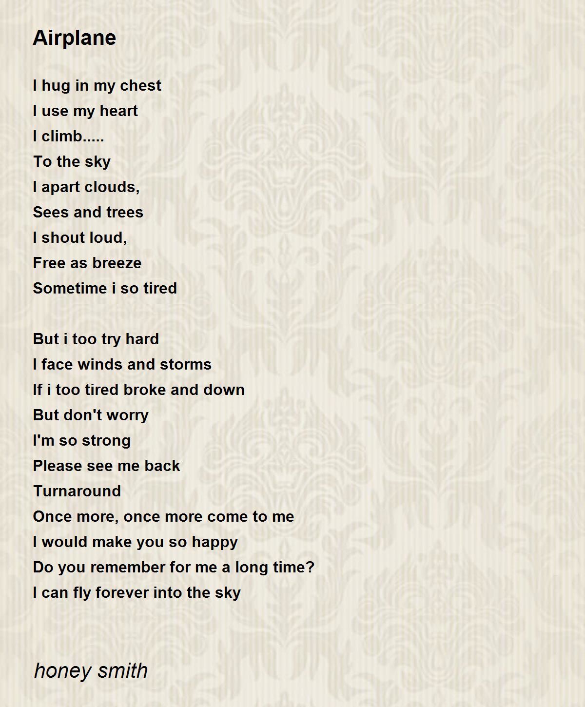 Airplane by honey smith - Airplane Poem