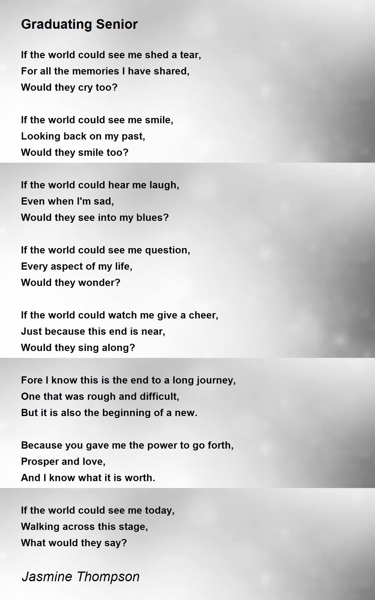 Graduate High School Senior Poems Short