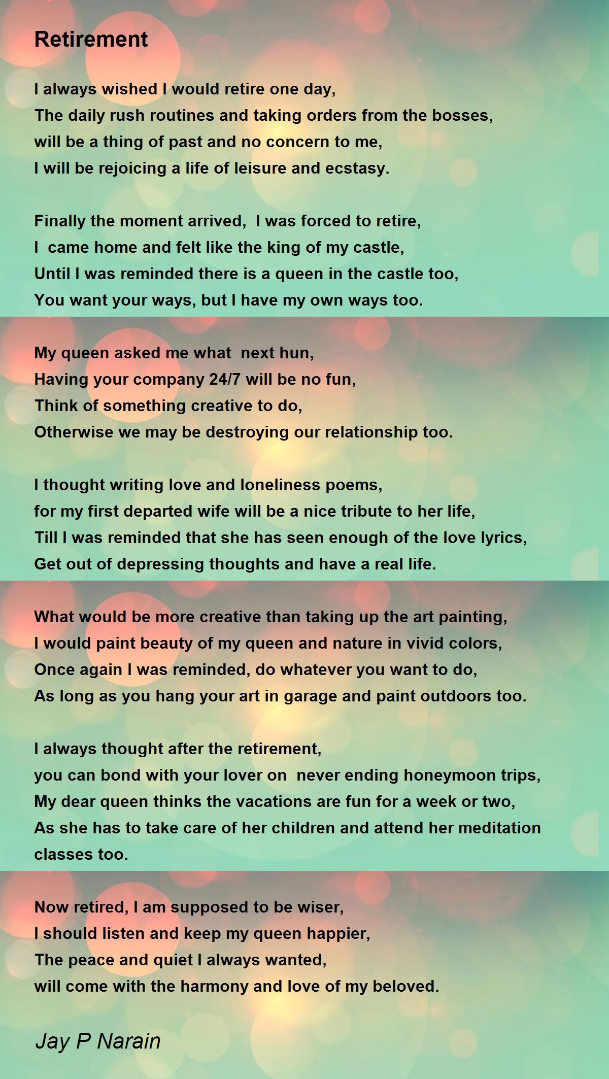 Short Retirement Poems