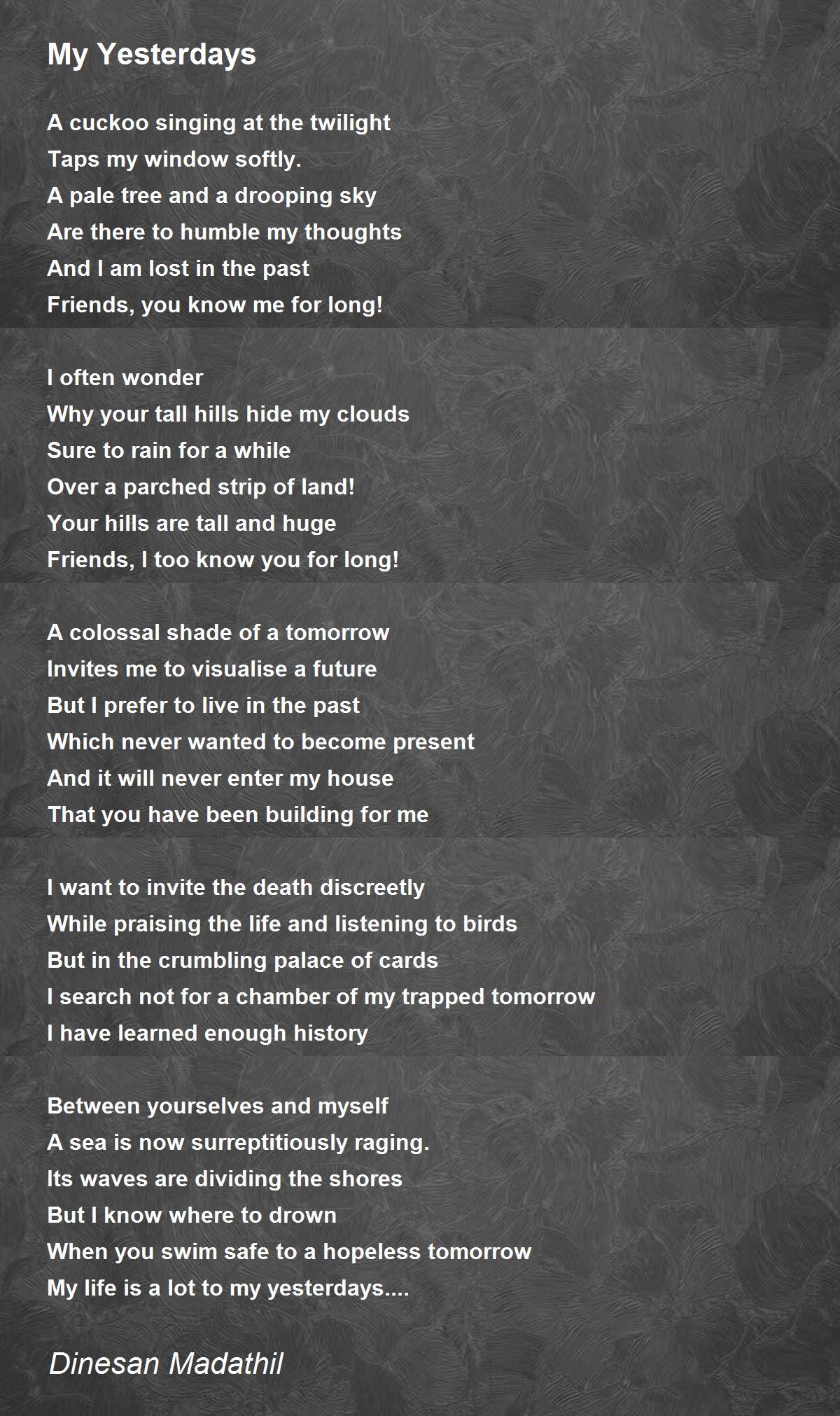 Yesterday Poems Quotes