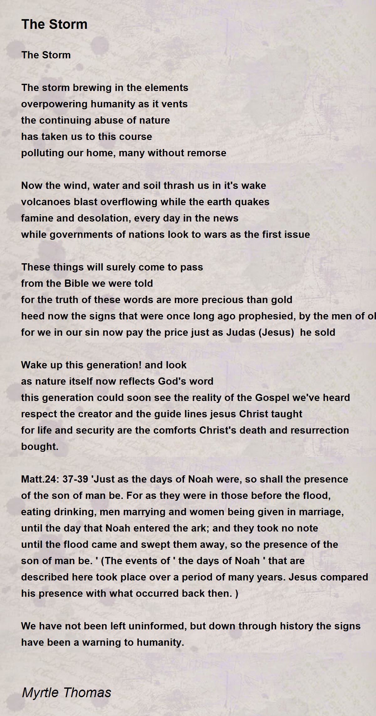 The Storm - The Storm Poem by Myrtle Thomas