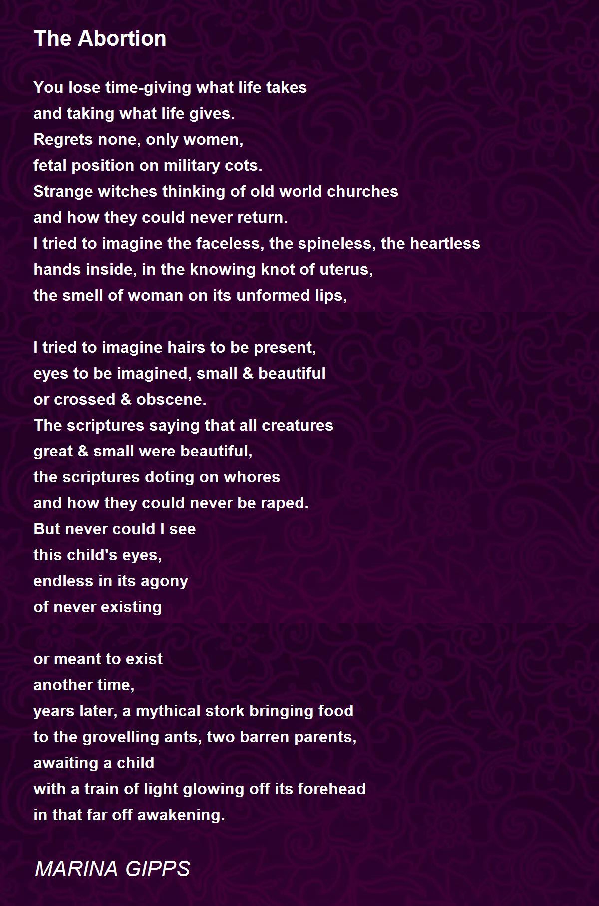 The Abortion - The Abortion Poem by MARINA GIPPS