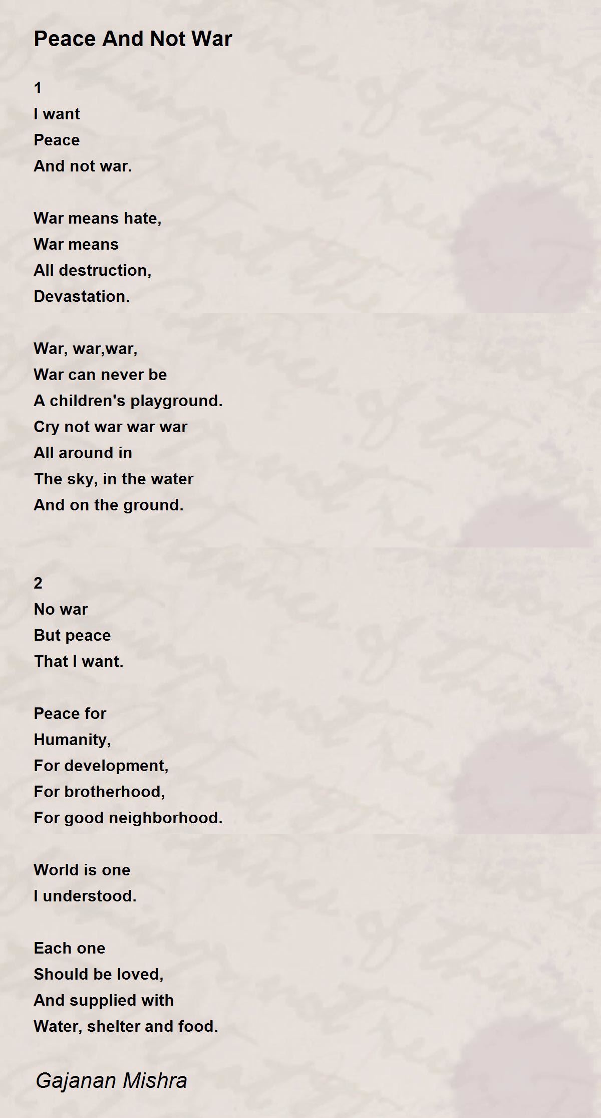 War And Peace Poem