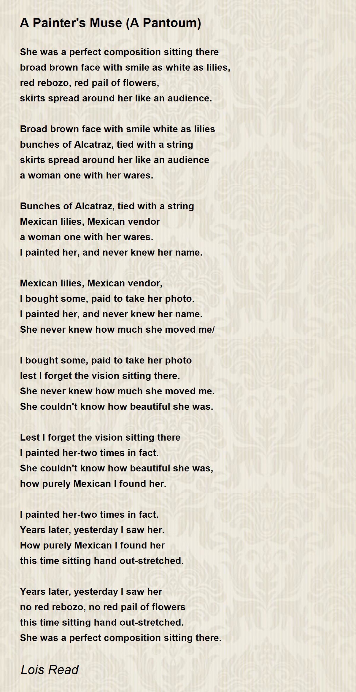 A Painter's Muse (A Pantoum) by Lois Read - A Painter's Muse (A Pantoum ...