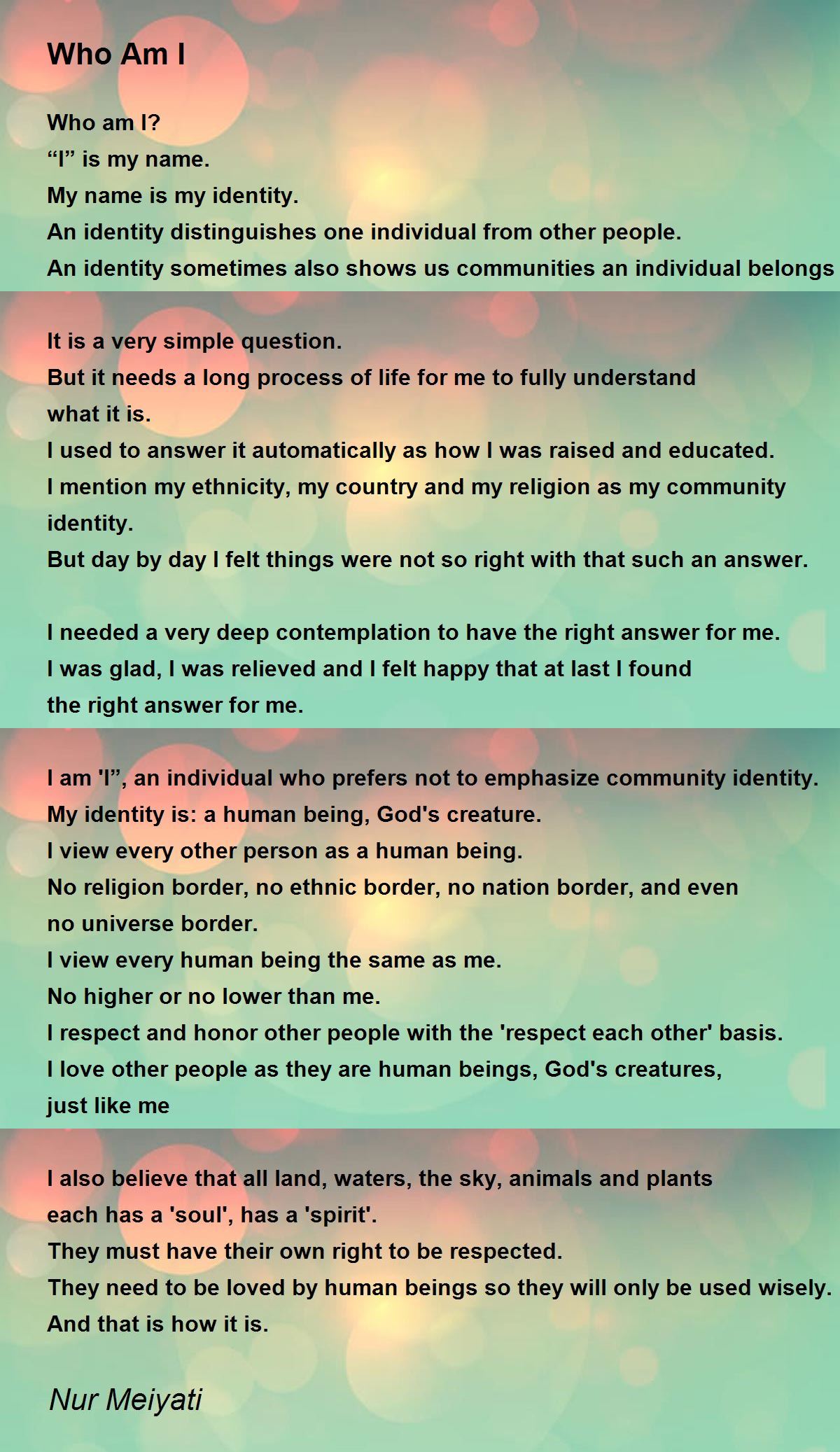 Who Am I by Nur Meiyati - Who Am I Poem