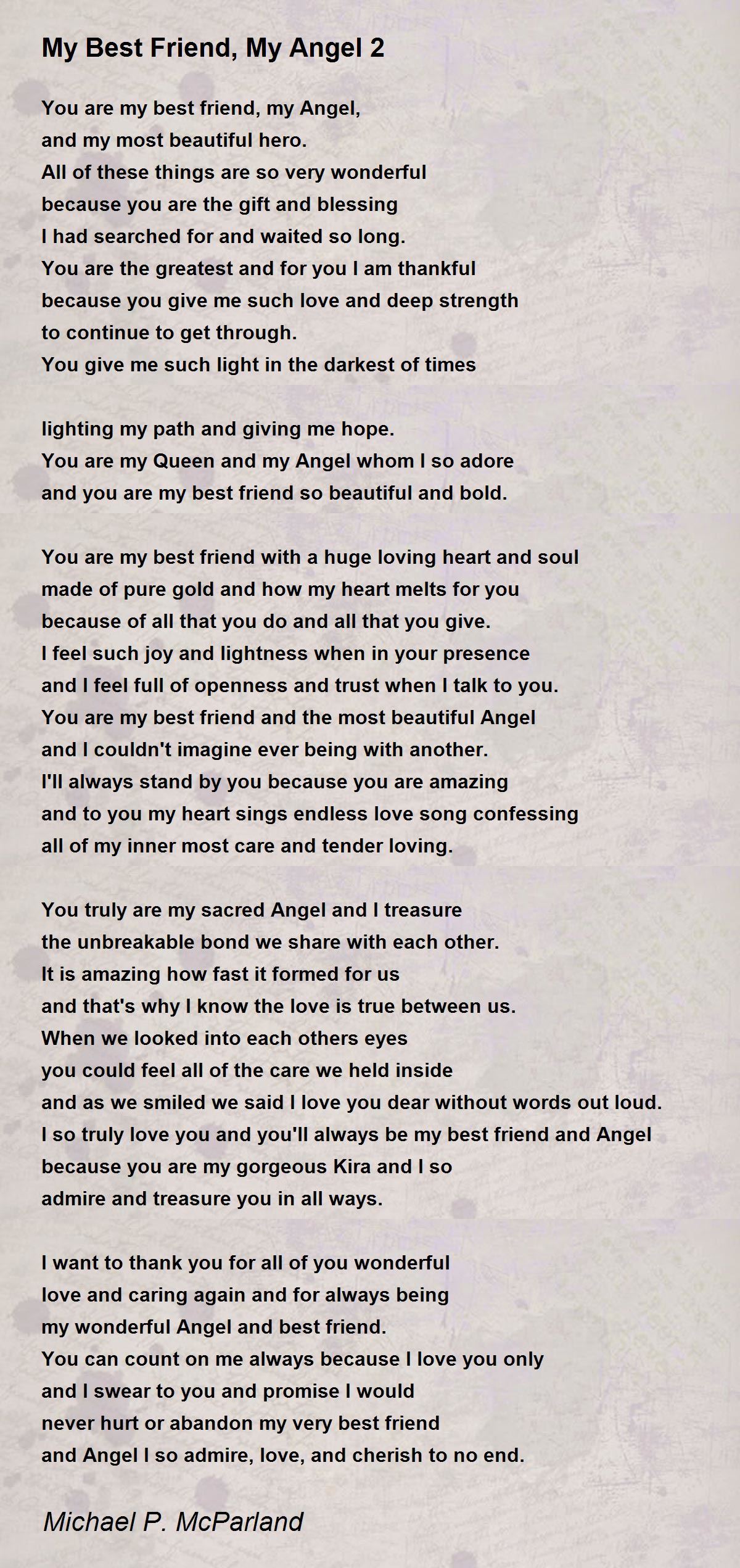 My Best Friend, My Angel 2 - My Best Friend, My Angel 2 Poem by Michael ...
