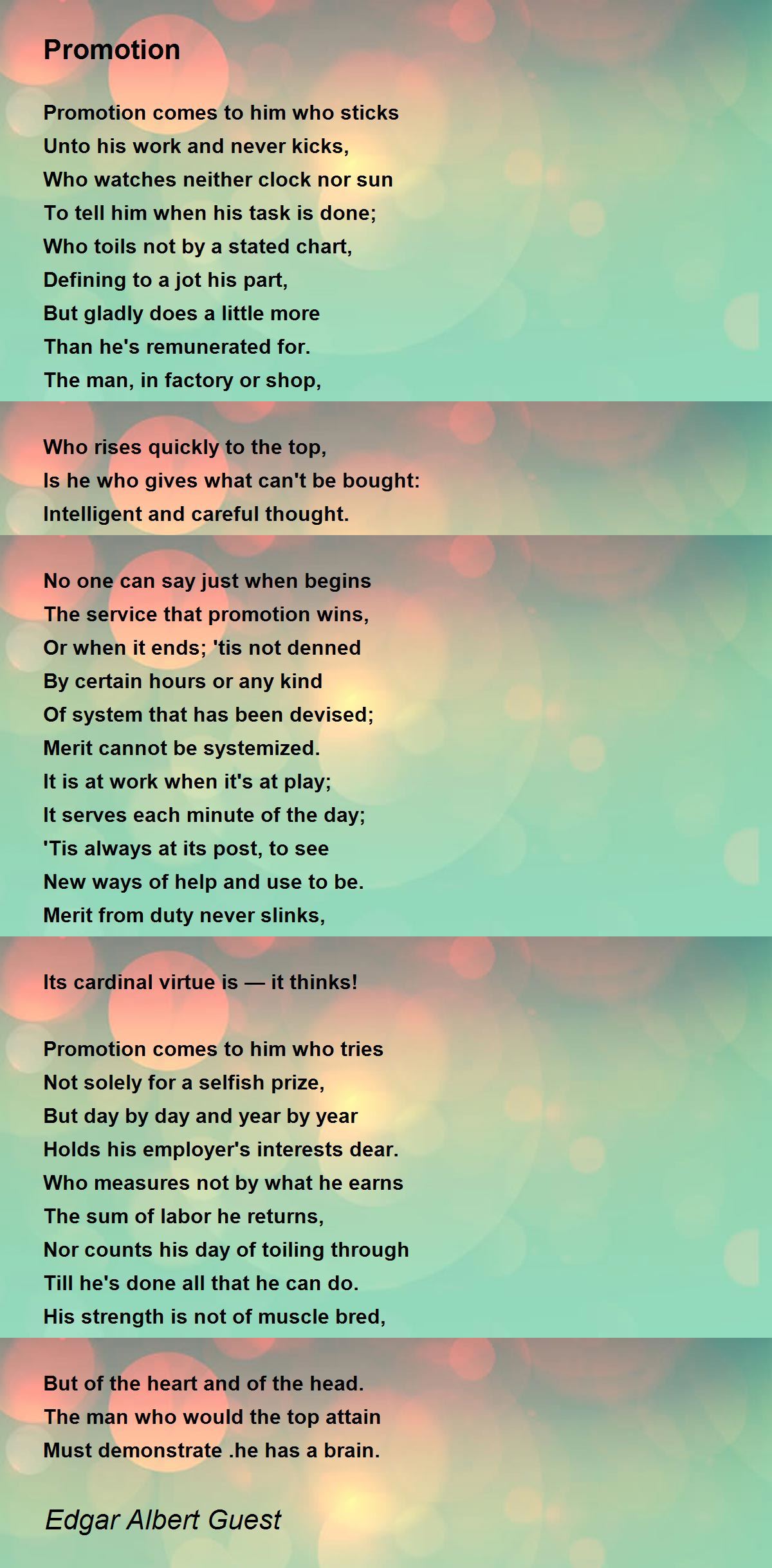 Promotion - Promotion Poem by Edgar Albert Guest